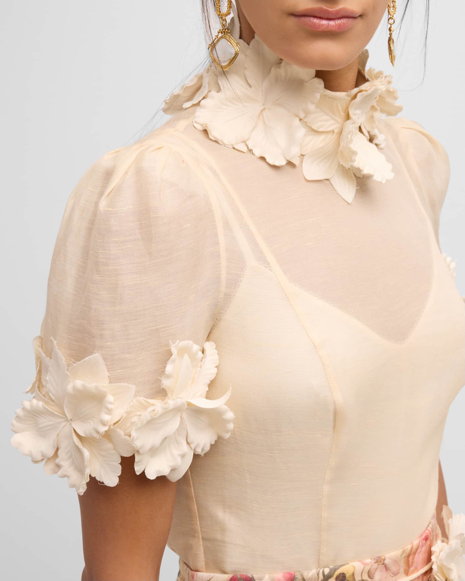 Zimmermann Luminosity Liftoff Sheer Flower Top | Neiman Marcus