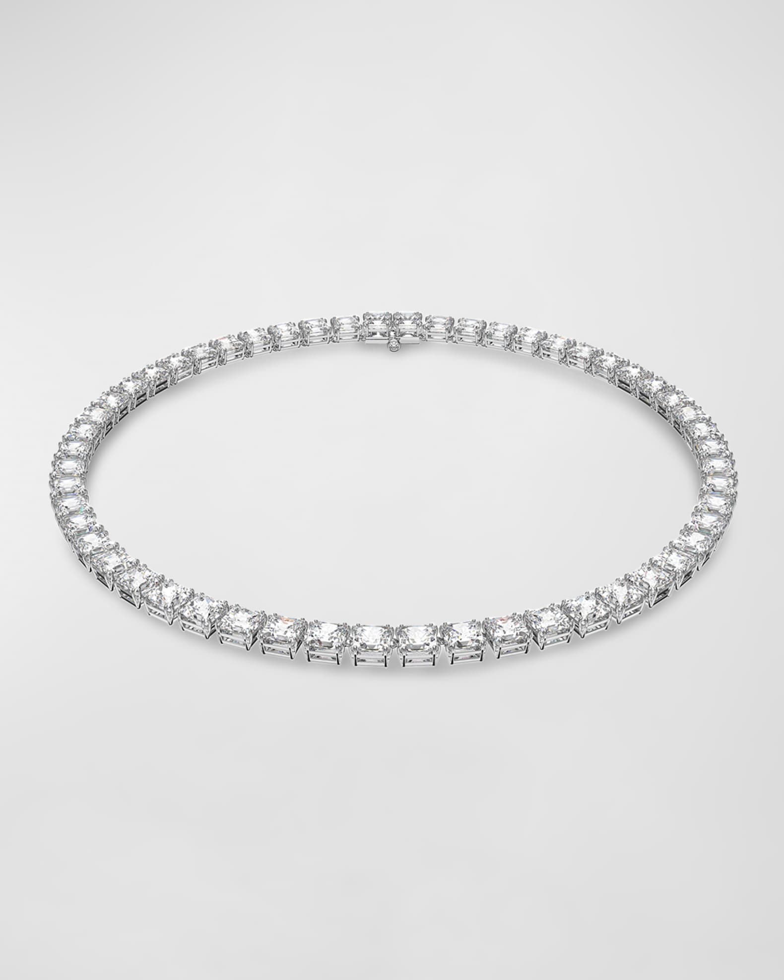 SWAROVSKI Millenia Necklace with Square-Cut Crystals and Rhodium-Tone ...
