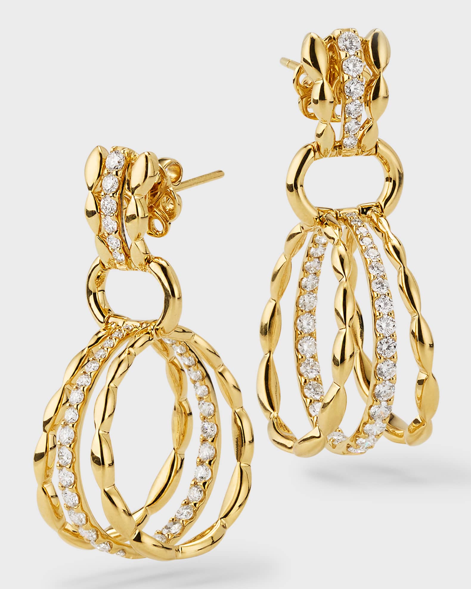 Etho Maria 18K Yellow Gold Hoop Drop Earrings with Diamonds | Neiman Marcus
