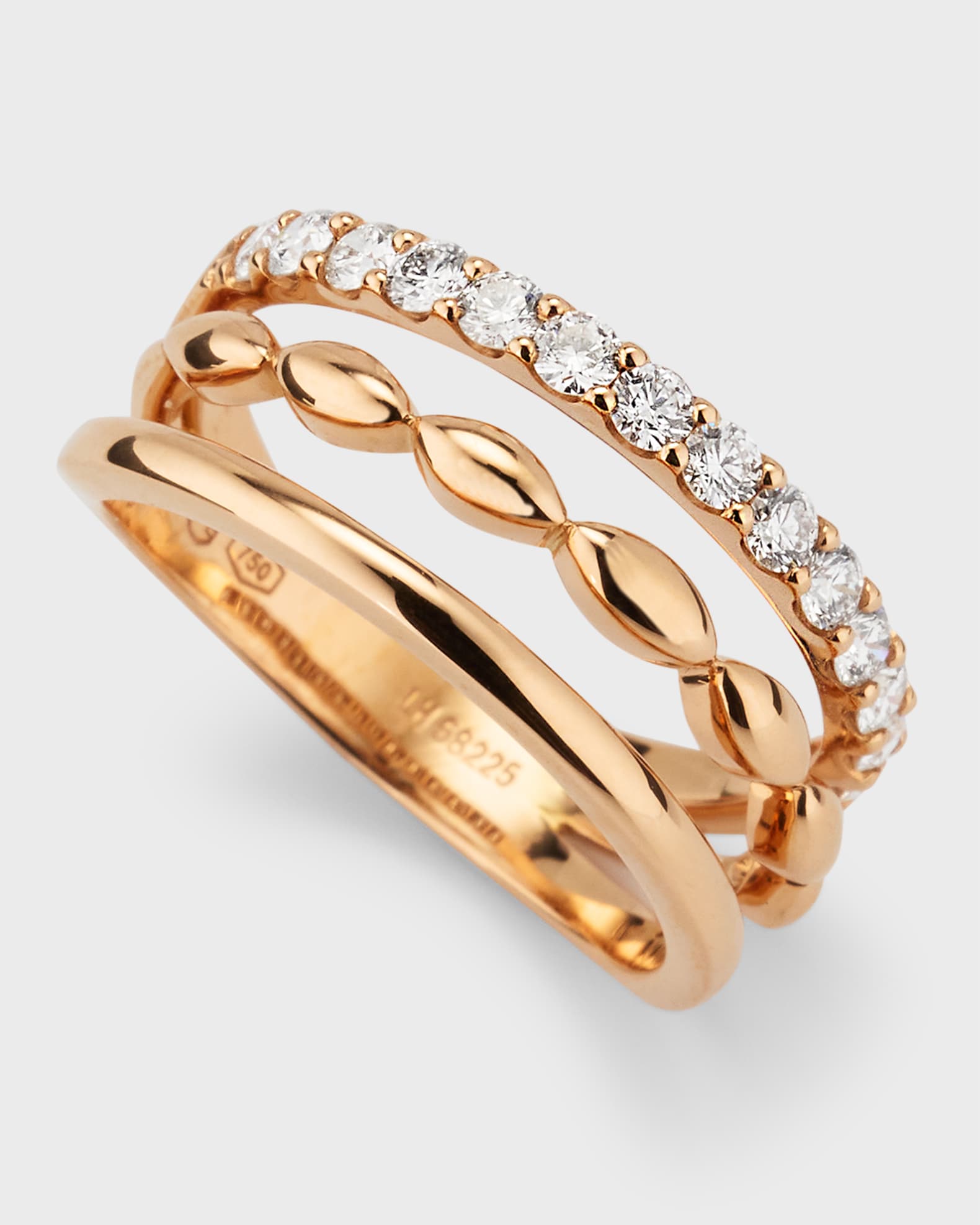 Etho Maria 18K Pink Gold 3 Row Ring with Diamonds | Neiman Marcus