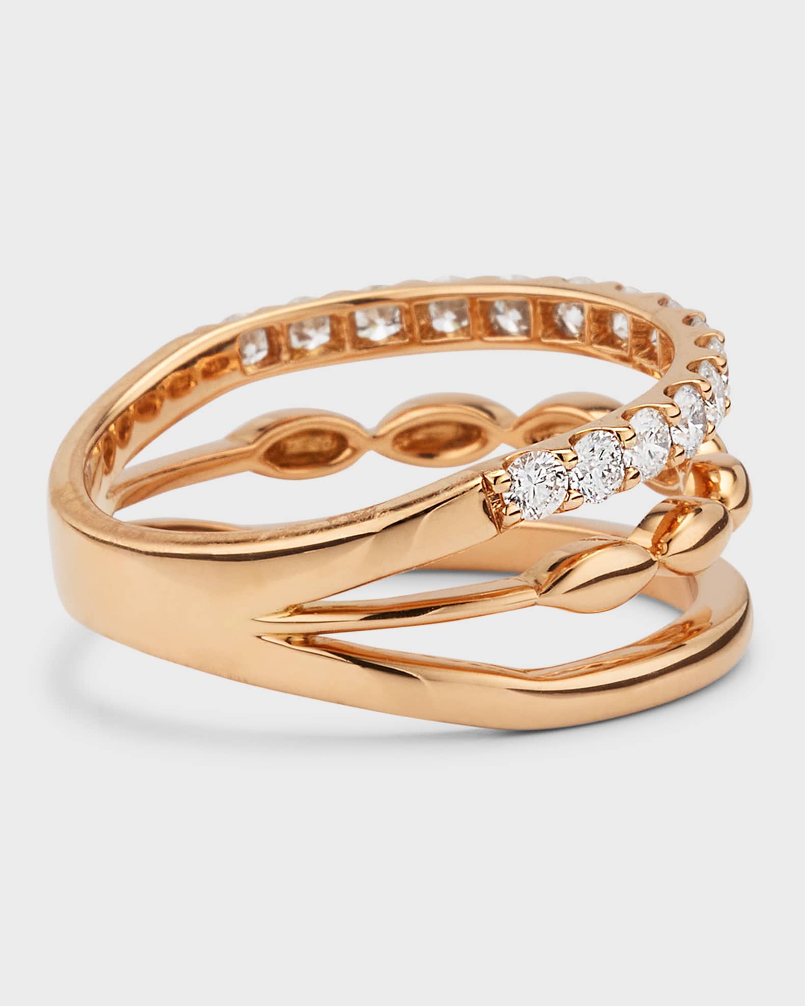 Etho Maria 18K Pink Gold 3 Row Ring with Diamonds | Neiman Marcus