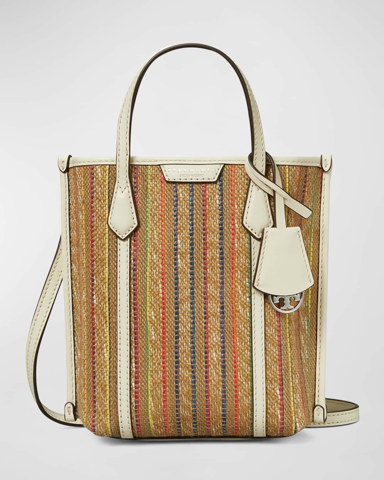 Tory Burch Perry Mini Striped North-South Tote Bag | Neiman Marcus