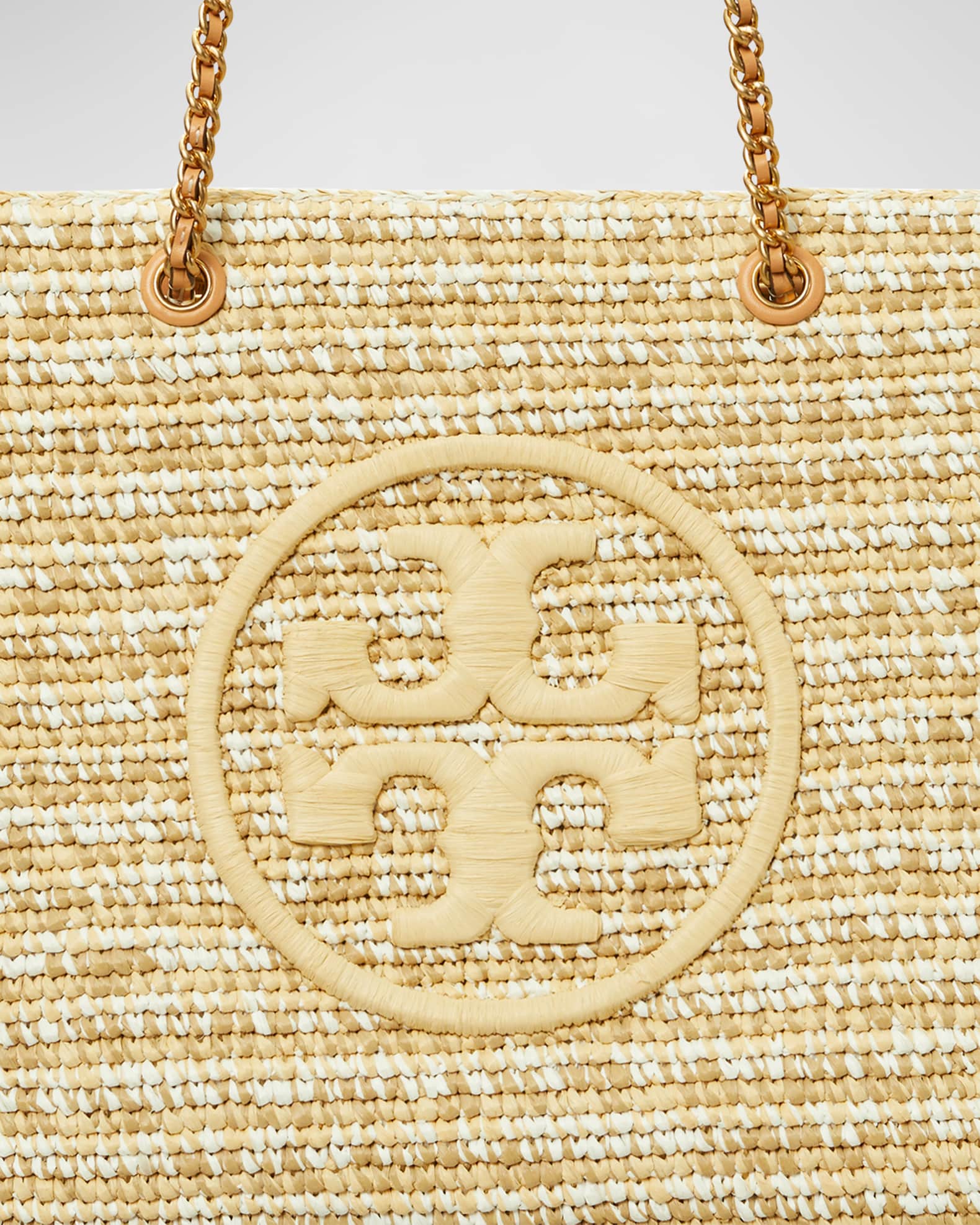 Tory Burch Ella Melange Raffia Chain Tote Bag | Neiman Marcus