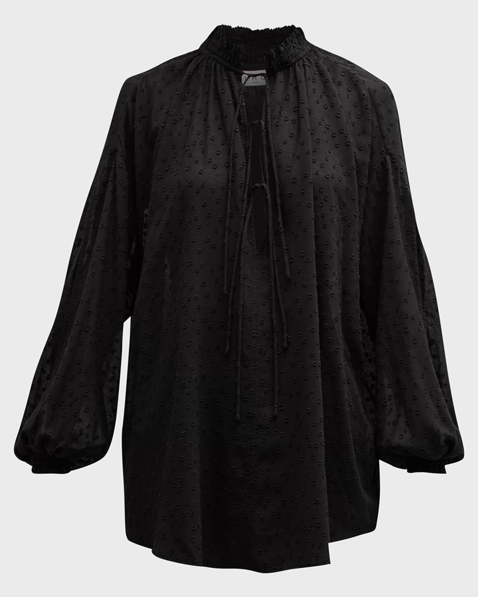 Iro Robbins Tie-Front Sheer Polka Dot Blouse | Neiman Marcus