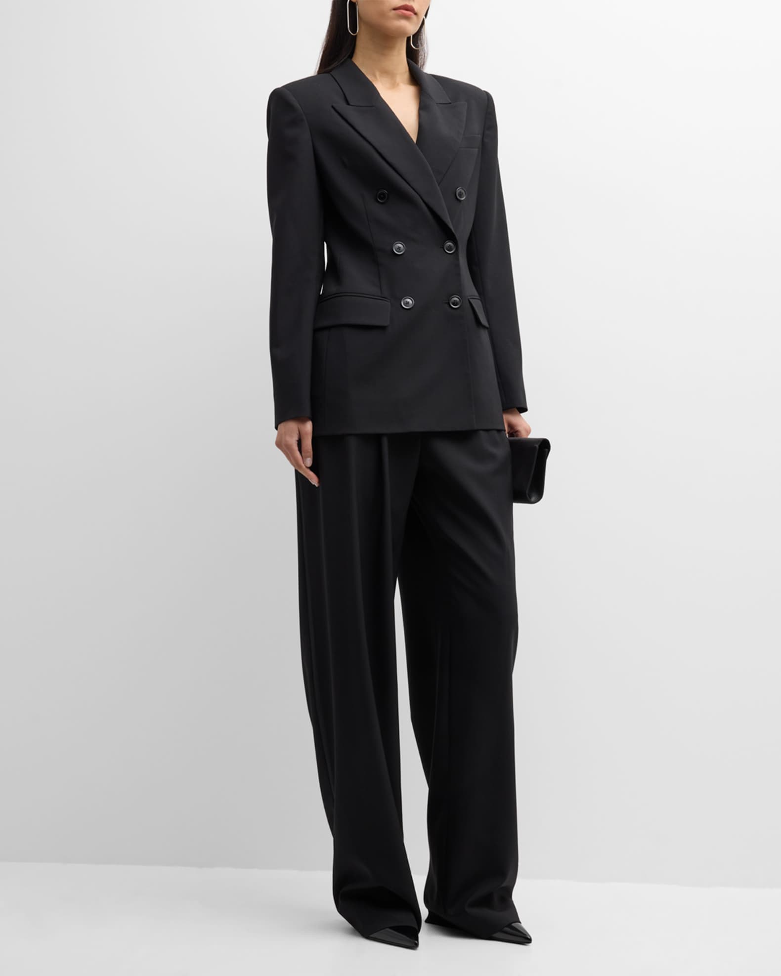 Salon 1884 Emin Strong-Shoulder Double-Breasted Blazer Jacket | Neiman Marcus