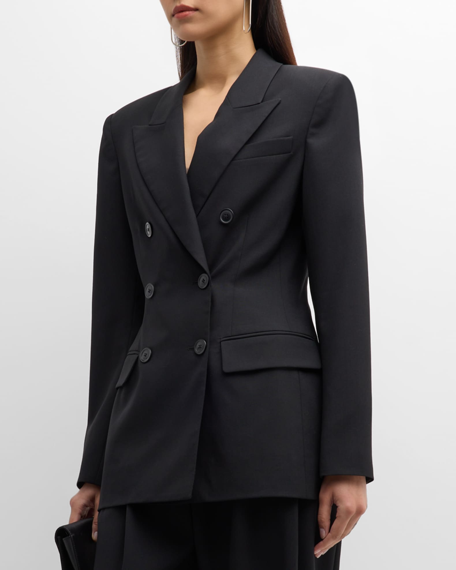 Salon 1884 Emin Strong-Shoulder Double-Breasted Blazer Jacket | Neiman Marcus