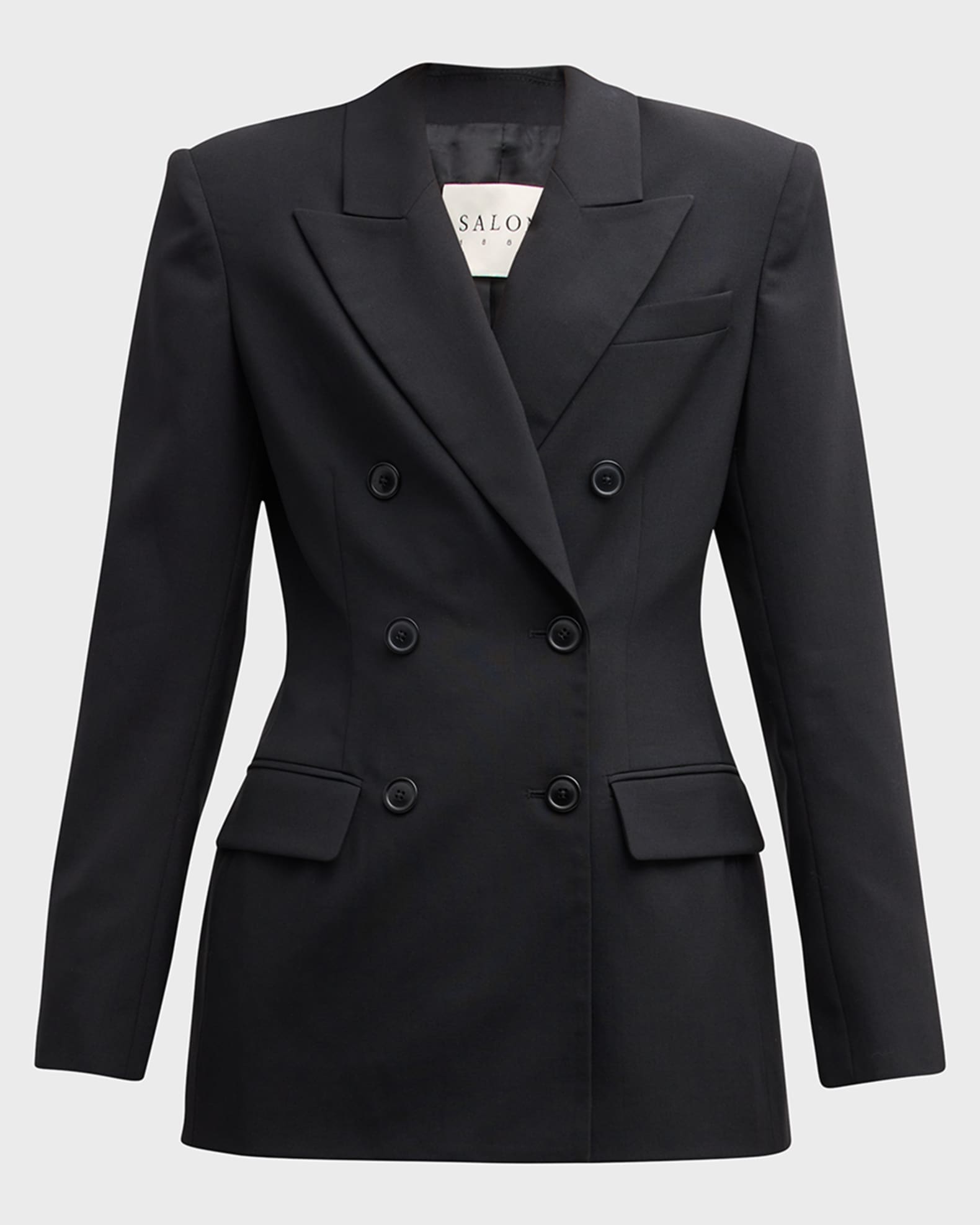 Salon 1884 Emin Strong-Shoulder Double-Breasted Blazer Jacket | Neiman Marcus