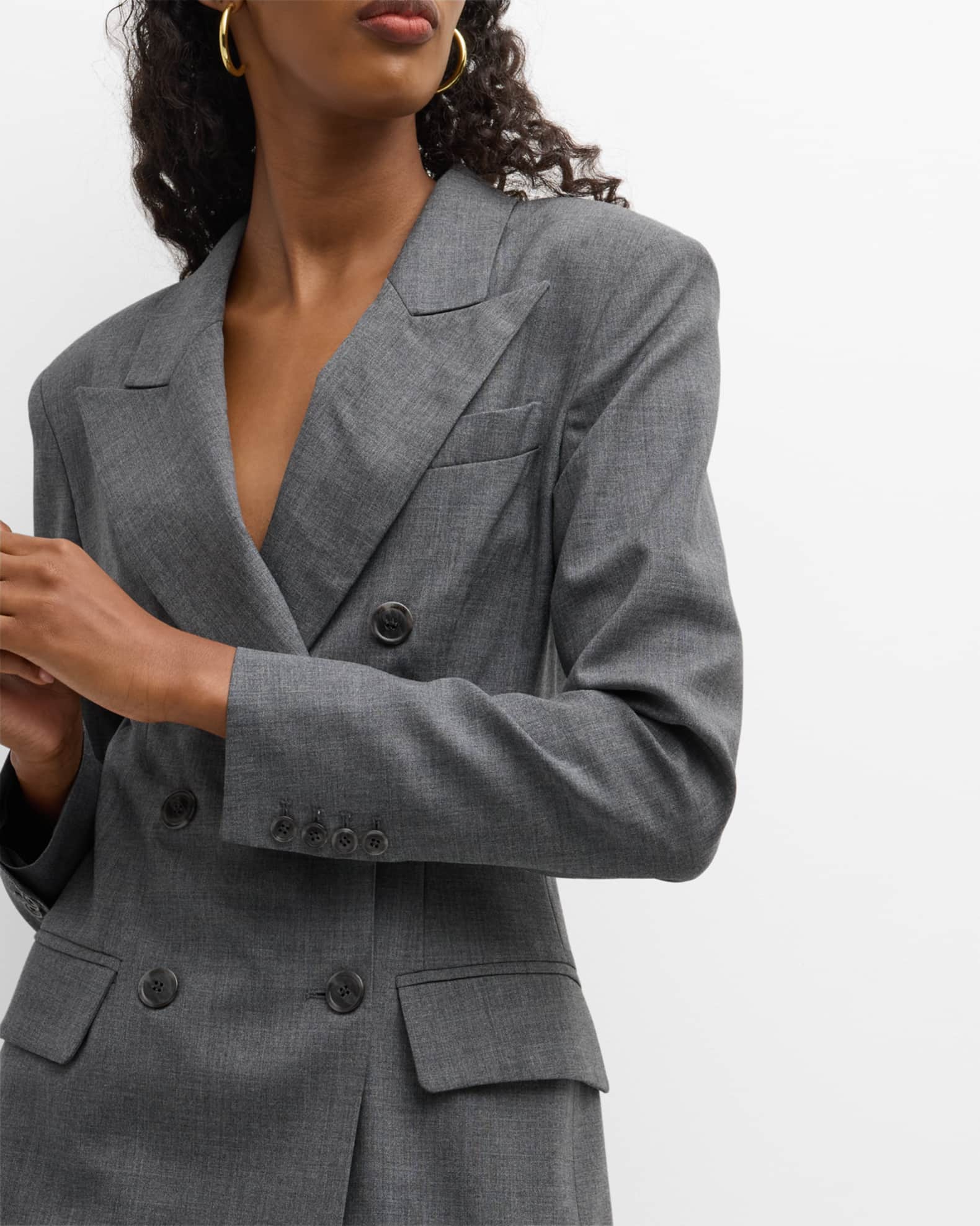 Salon 1884 Emin Strong-Shoulder Double-Breasted Blazer Jacket | Neiman Marcus