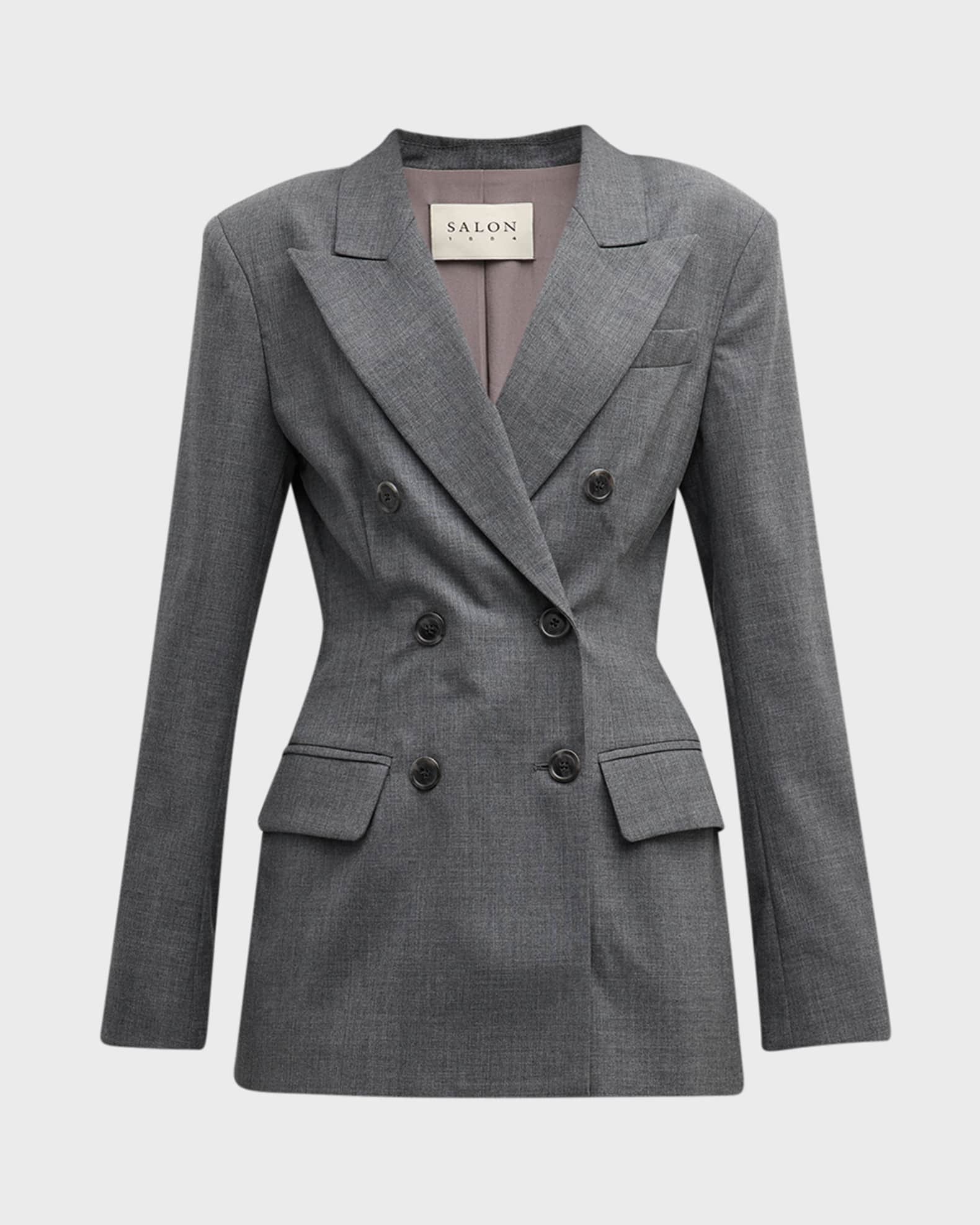 Salon 1884 Emin Strong-Shoulder Double-Breasted Blazer Jacket | Neiman Marcus