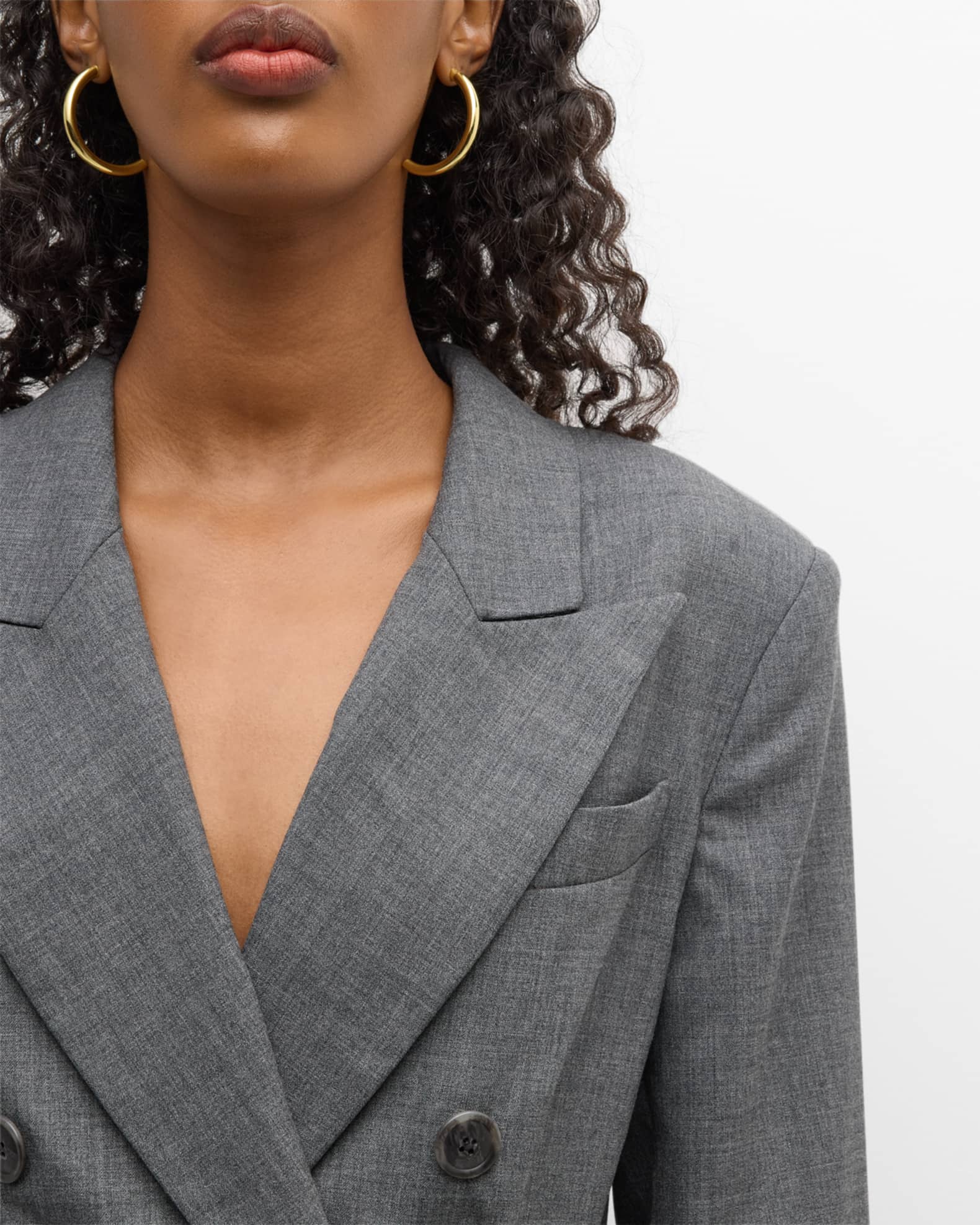 Salon 1884 Emin Strong-Shoulder Double-Breasted Blazer Jacket | Neiman Marcus