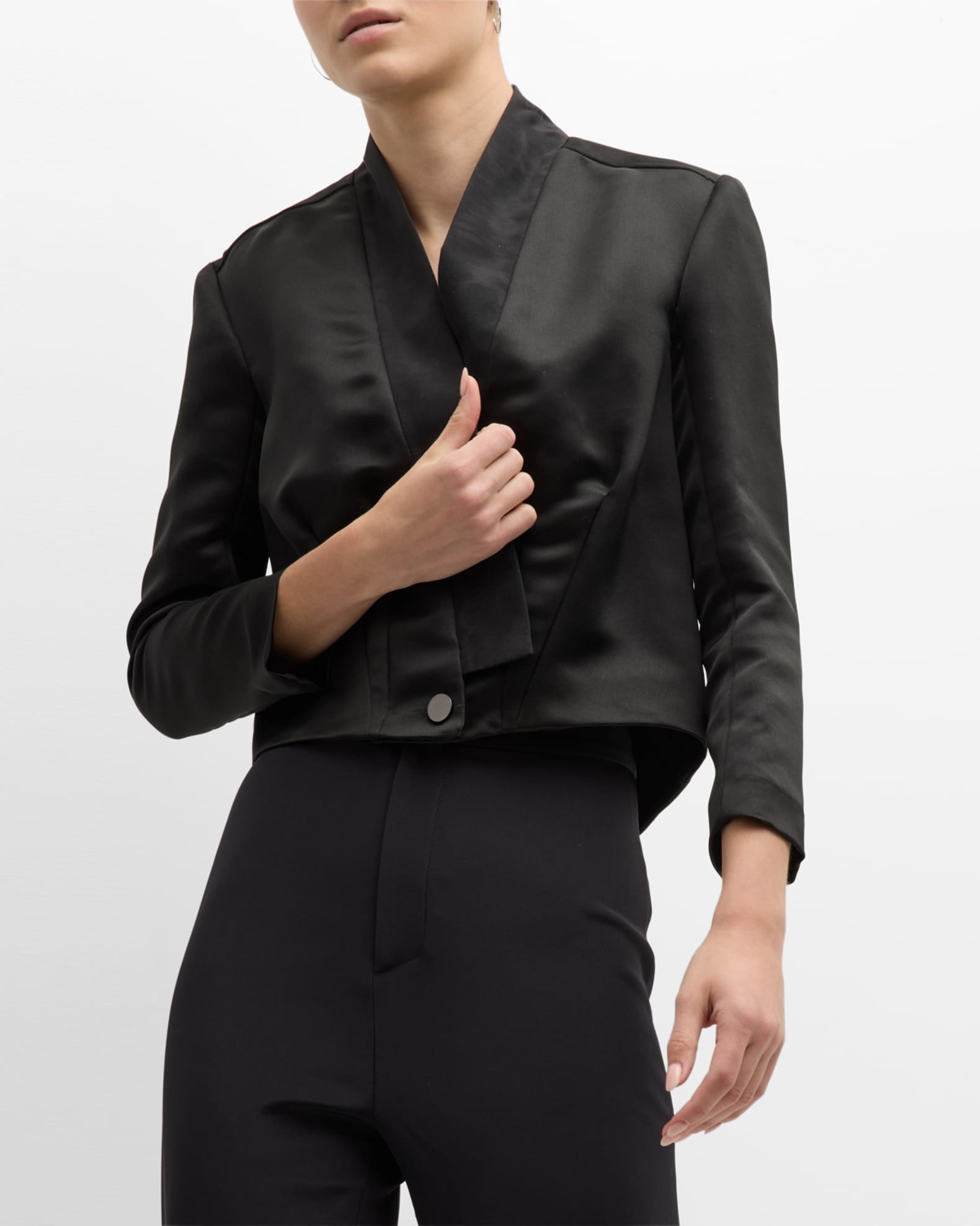 Bach Mai Sculpted-Back Satin Jacket | Neiman Marcus