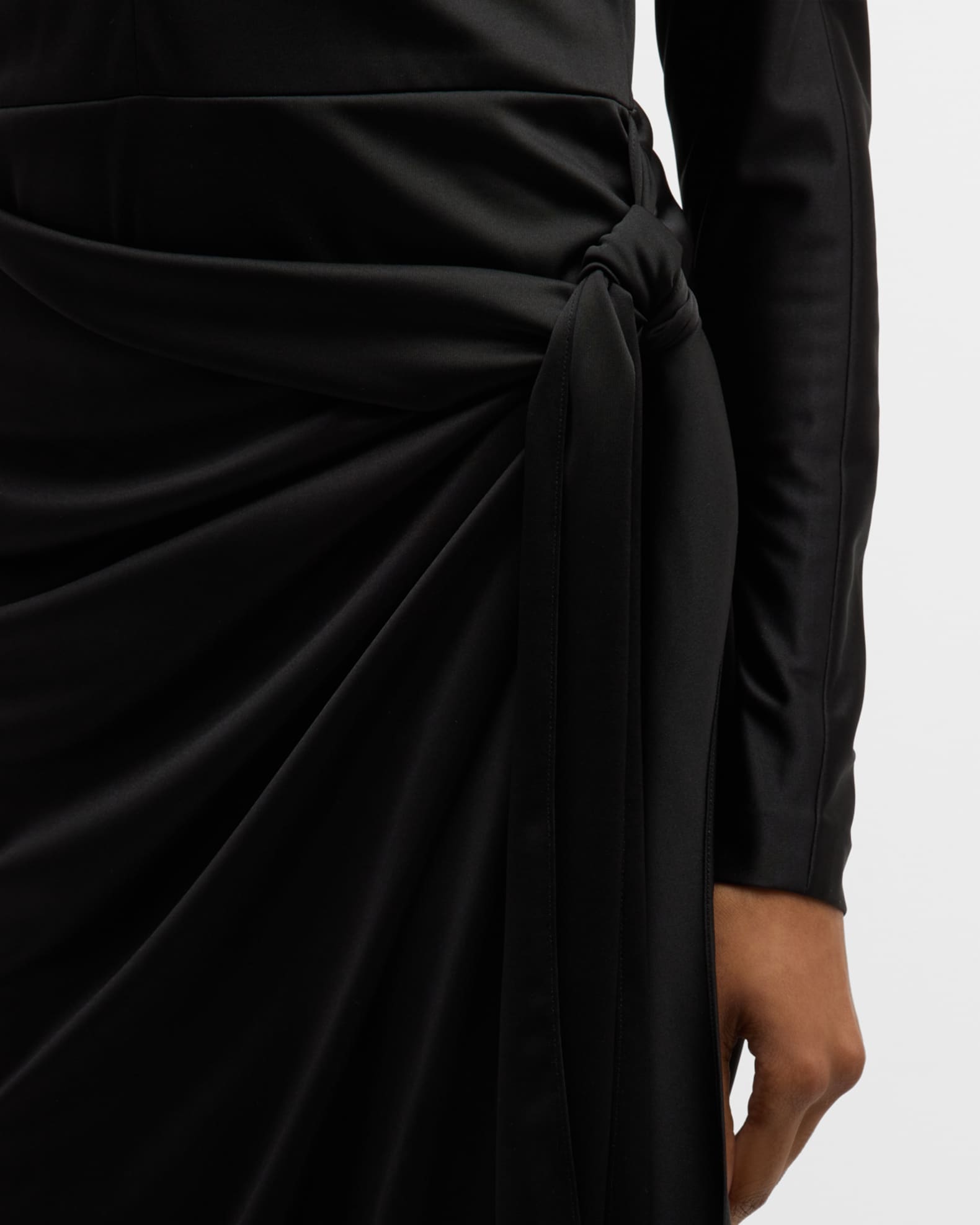 Salon 1884 Elana Draped Wrap-Waist Long-Sleeve Dress | Neiman Marcus