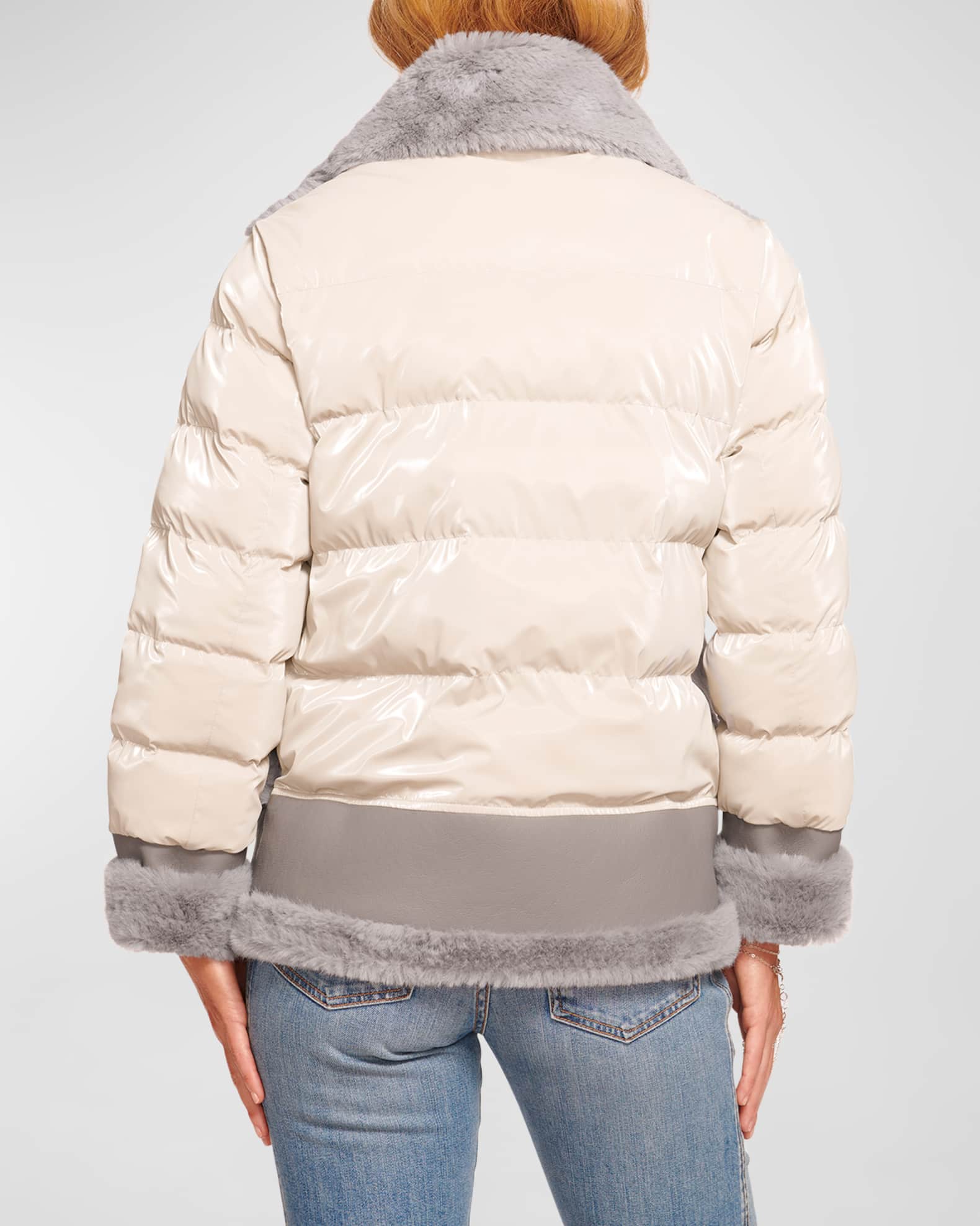 Ramy Brook Evelynn Faux Fur Moto Puffer Jacket | Neiman Marcus