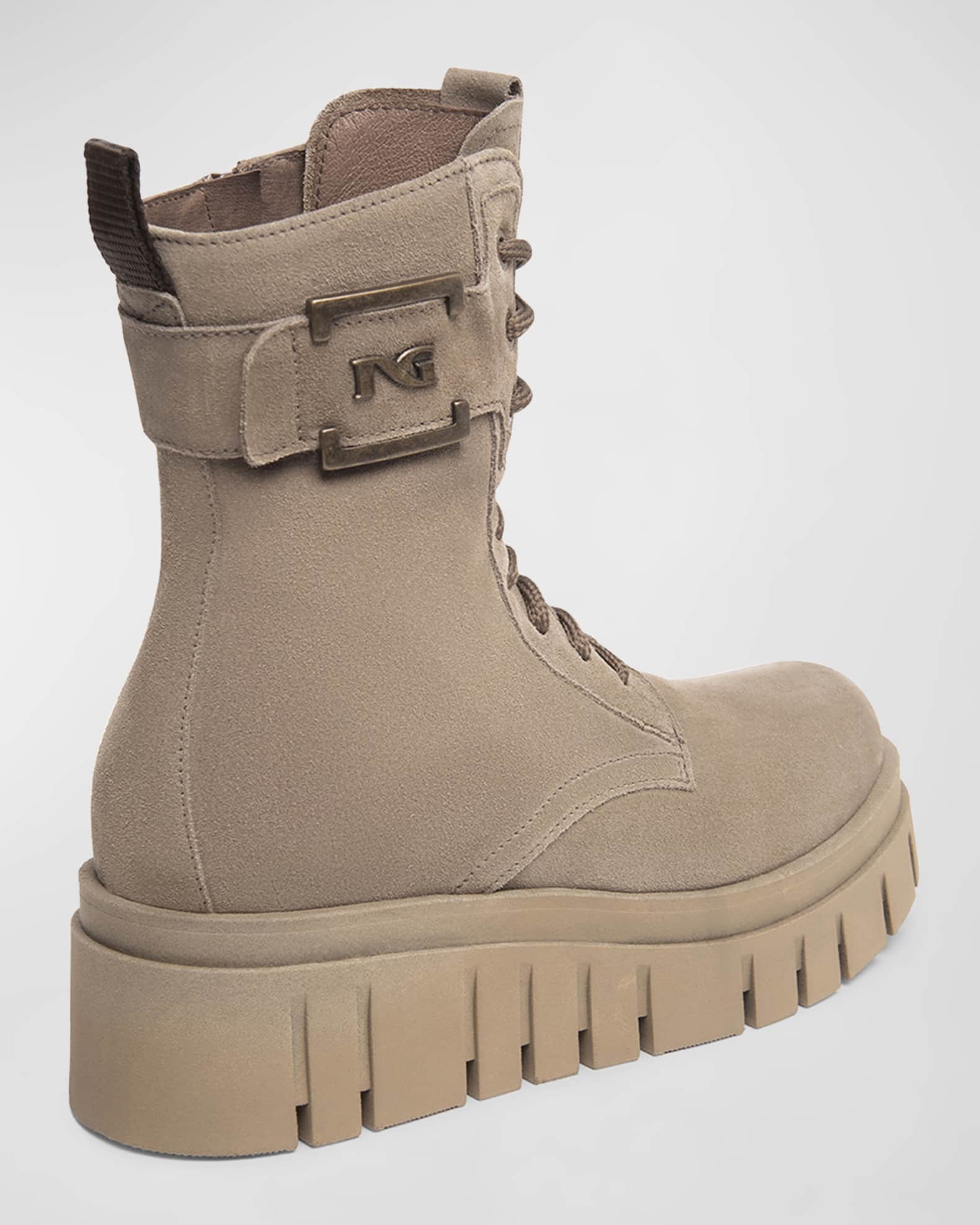 NeroGiardini Logo Cuff Lace-Up Combat Boots | Neiman Marcus