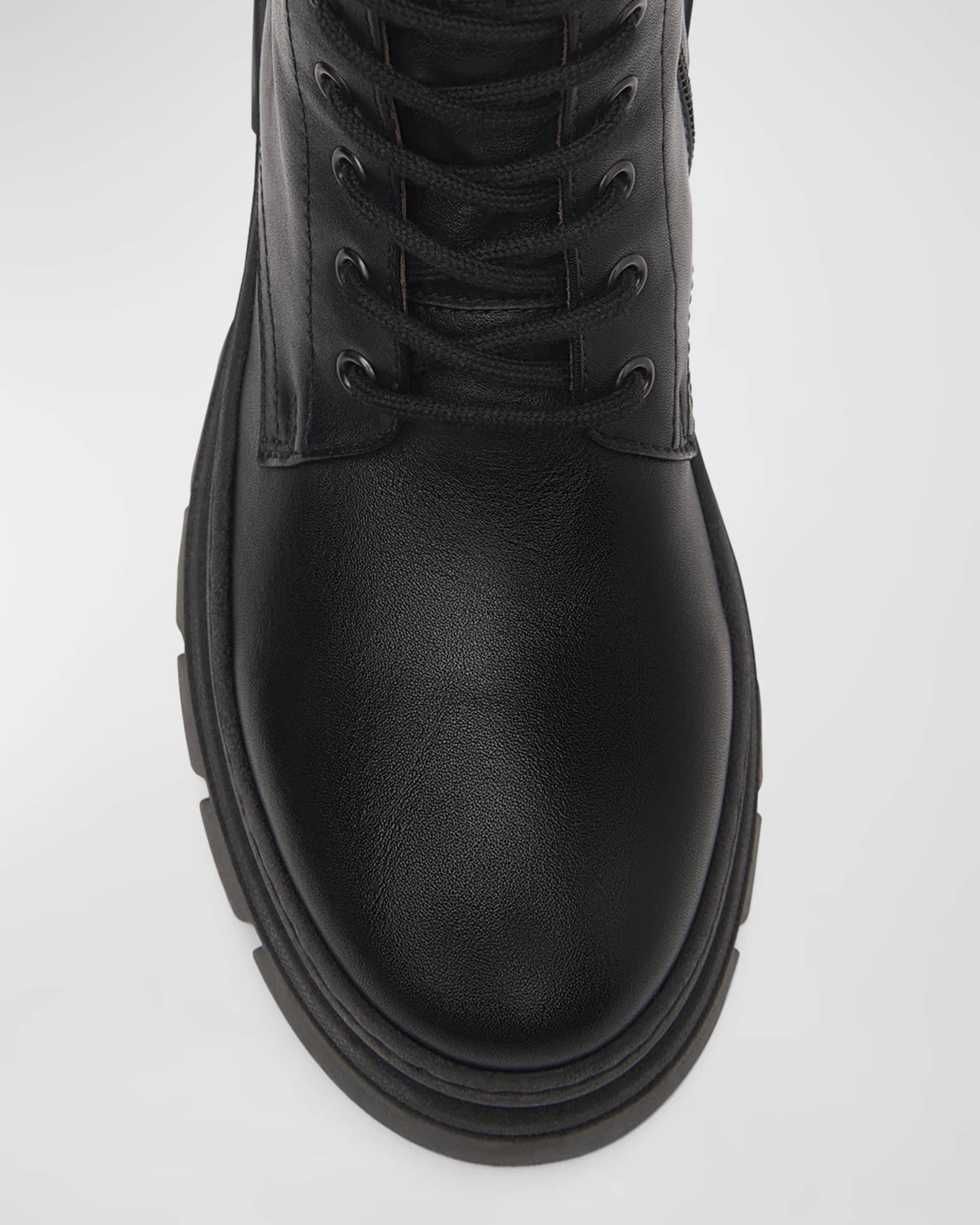 NeroGiardini Leather Buckle Mid Combat Boots | Neiman Marcus