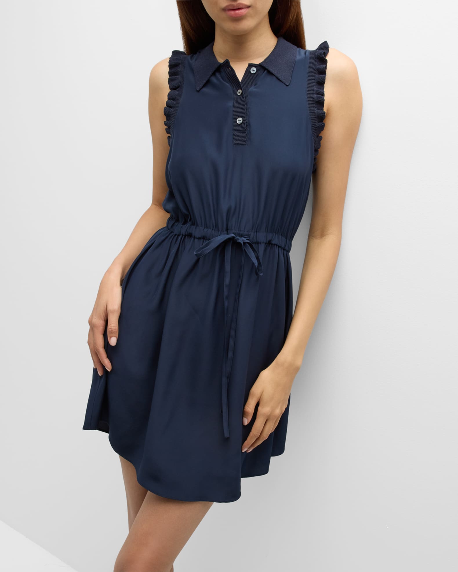 Cinq a Sept Leonor Silk Sleeveless Drawstring-Waist Mini Dress | Neiman ...