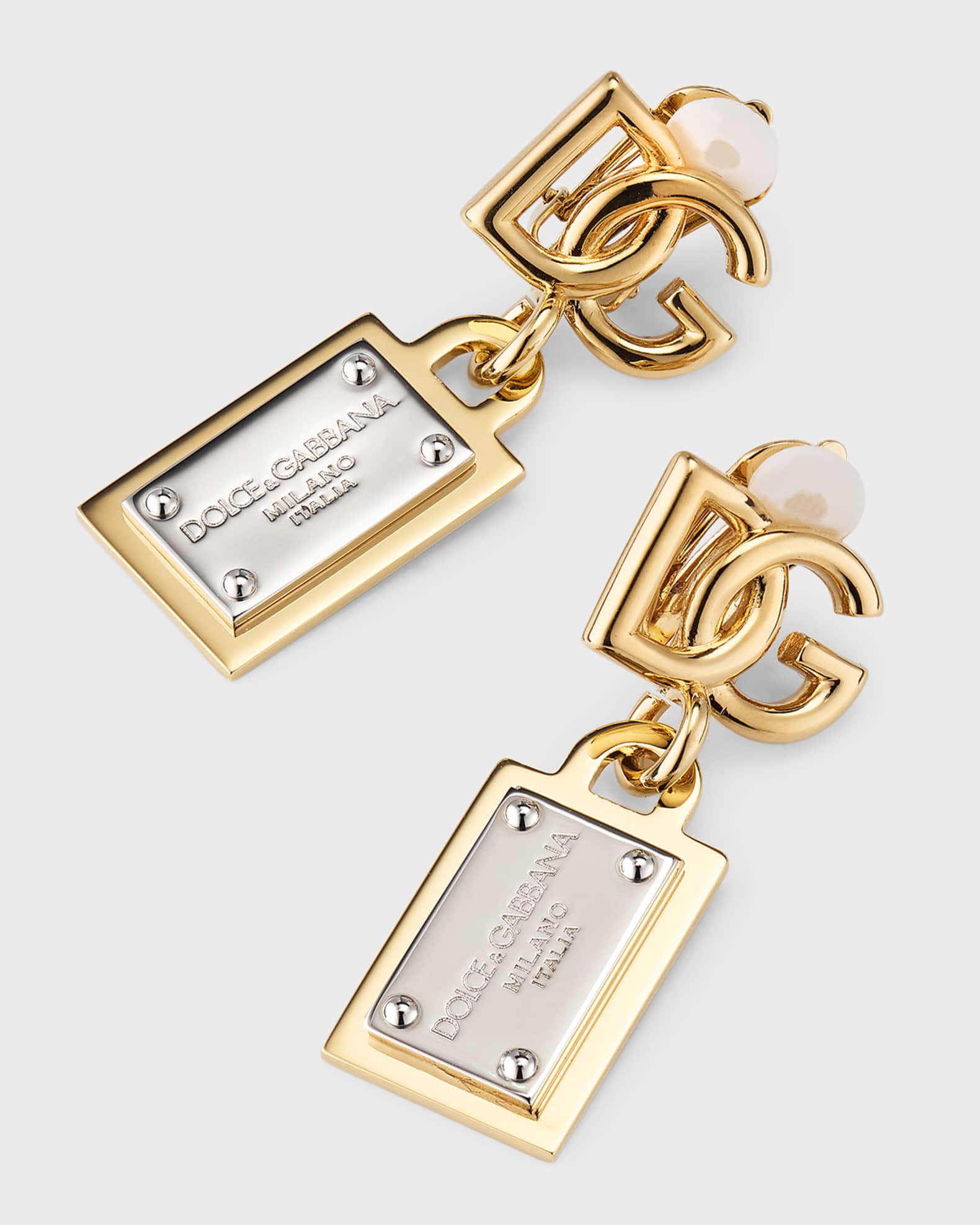 Dolce&Gabbana DG Logo Clip-On Earrings | Neiman Marcus