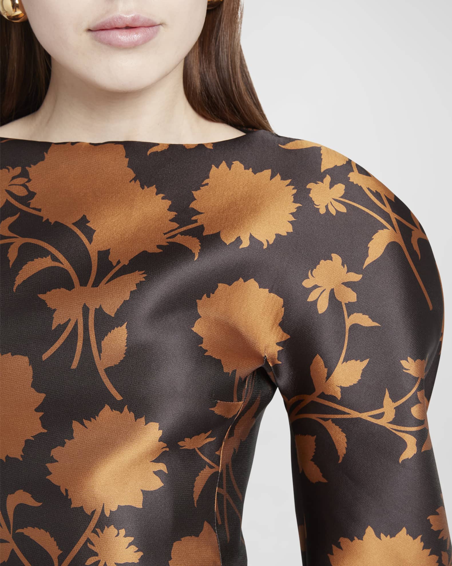 Versace Double Duchesse Floral-Print Silk Cocktail Dress | Neiman Marcus