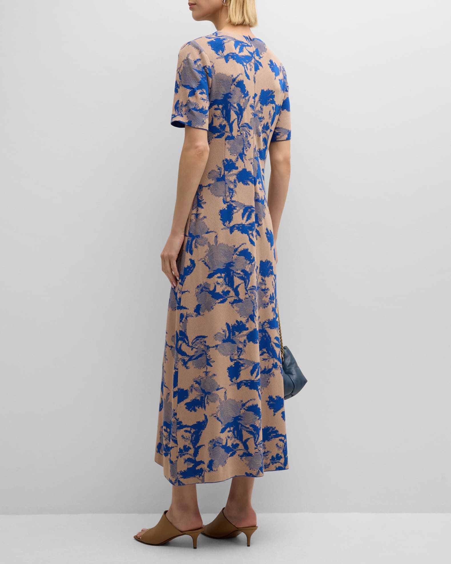 Misook Floral Jacquard Soft-Knit A-Line Dress | Neiman Marcus
