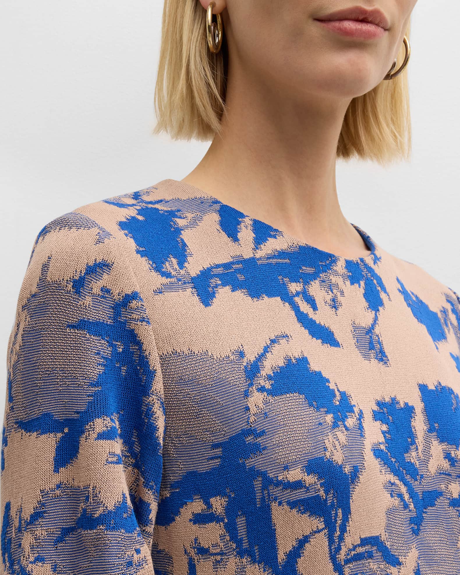 Misook Floral Jacquard Soft-Knit A-Line Dress | Neiman Marcus