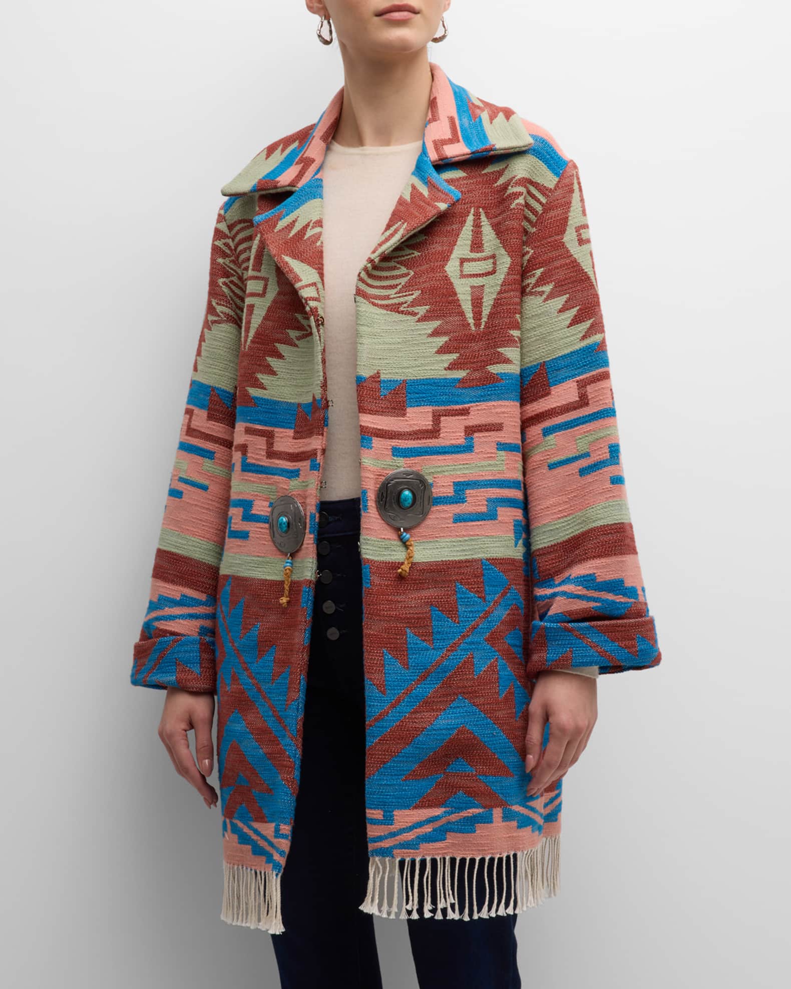 FORTELA Faryn Ikat Concho-Button Single-Breasted Jacket | Neiman Marcus
