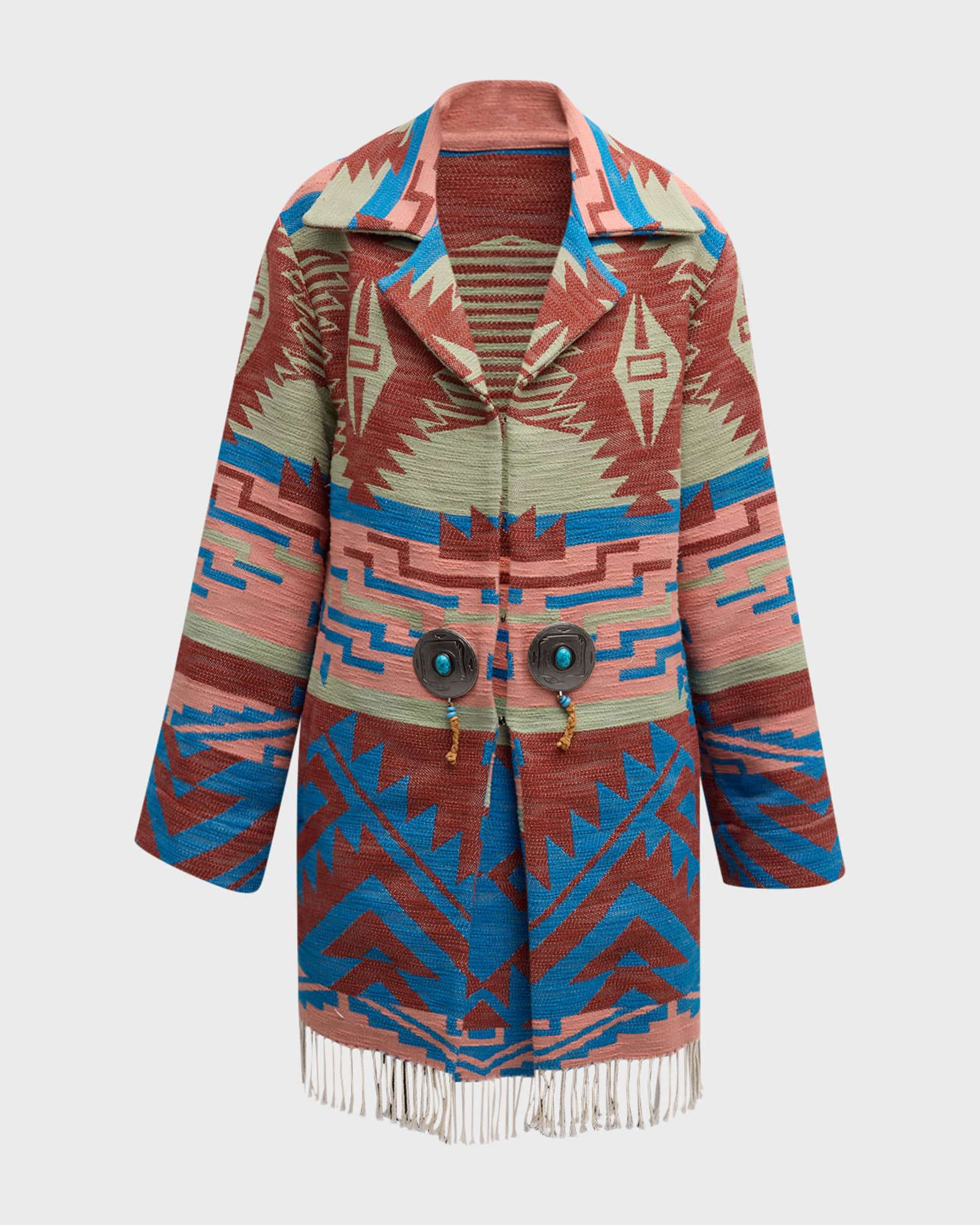 FORTELA Faryn Ikat Concho-Button Single-Breasted Jacket | Neiman Marcus