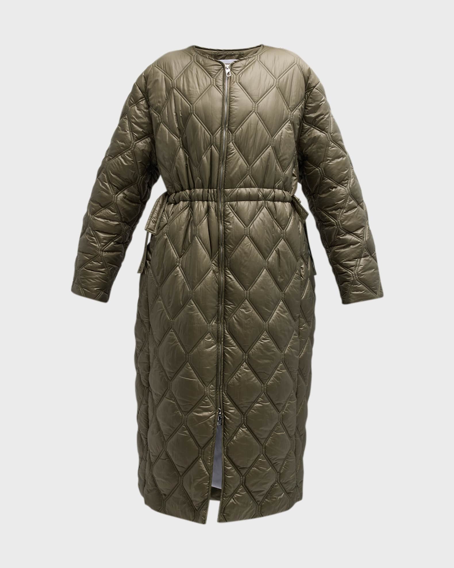 Ganni Shiny Quilted Long Coat | Neiman Marcus