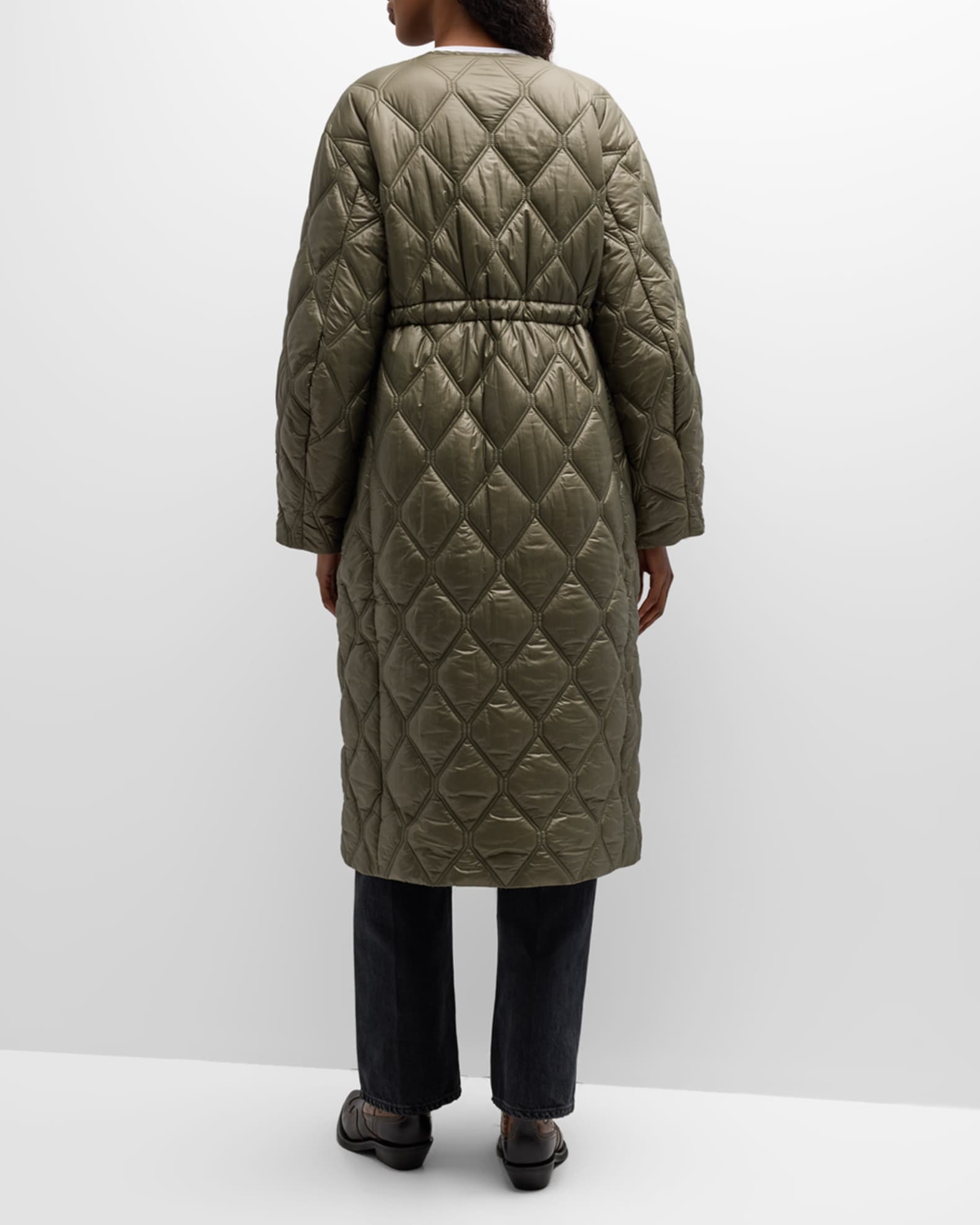 Ganni Shiny Quilted Long Coat | Neiman Marcus