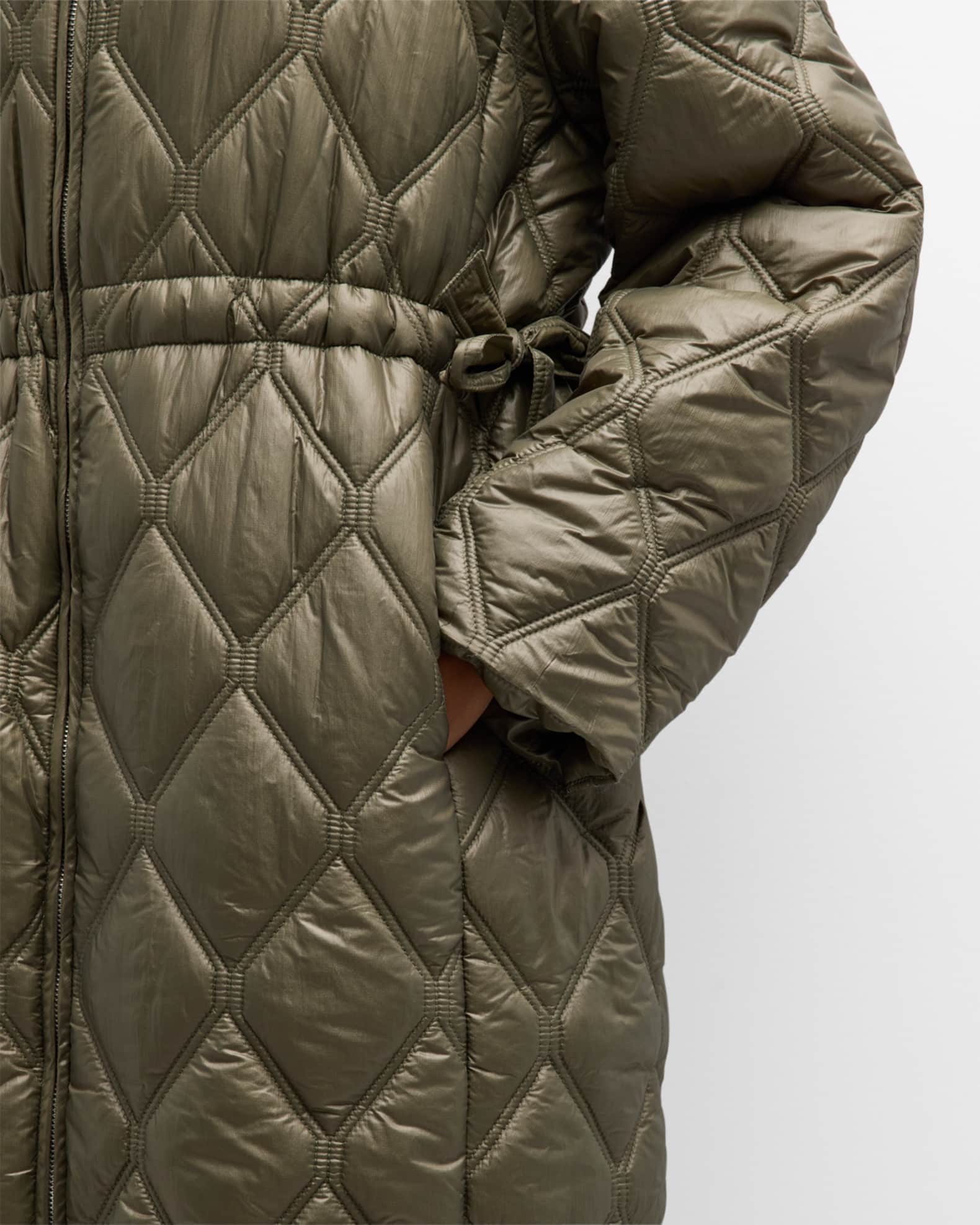 Ganni Shiny Quilted Long Coat | Neiman Marcus