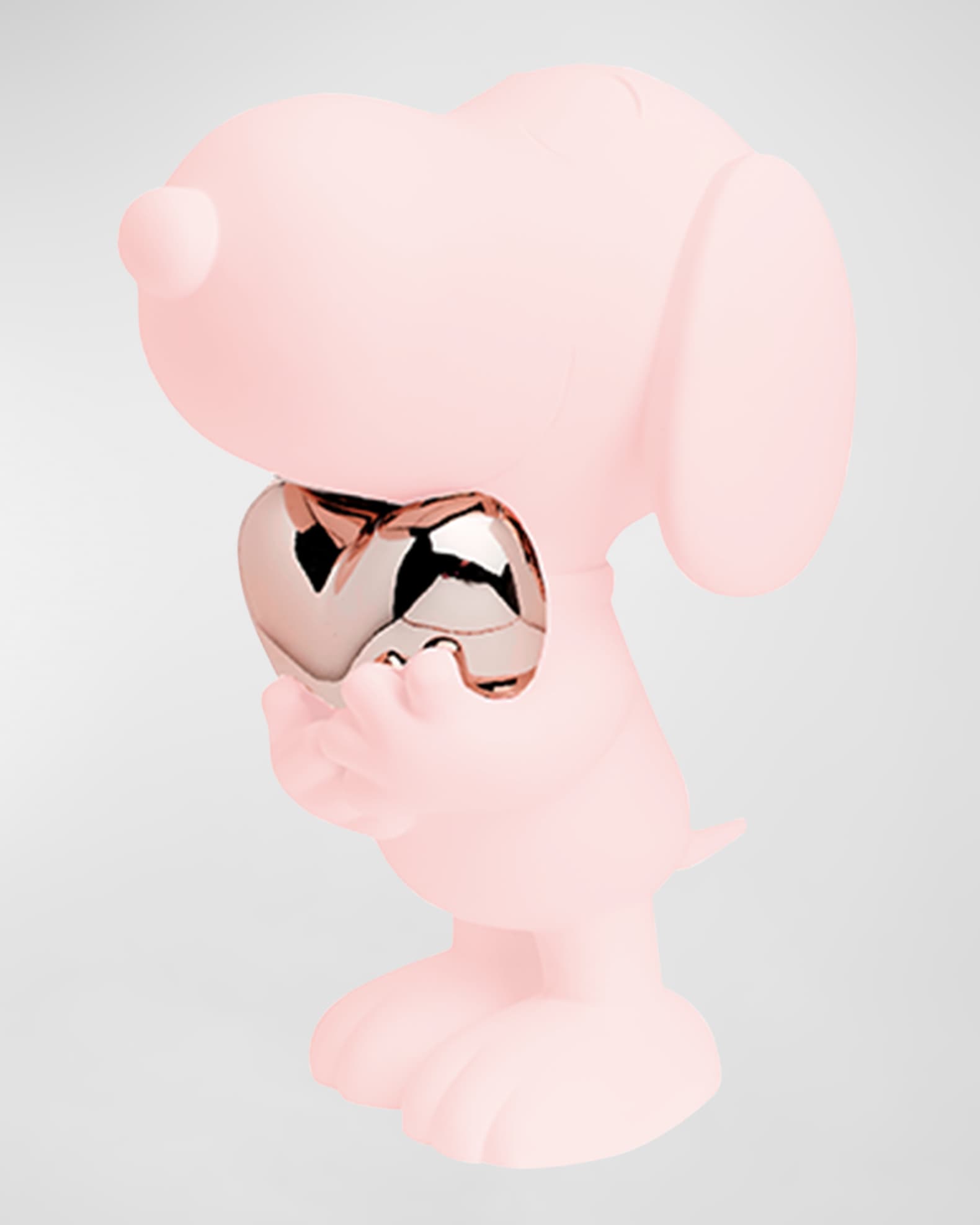 LEBLON DELIENNE Matte Pink Snoopy with Rose Chrome Heart Figurine ...