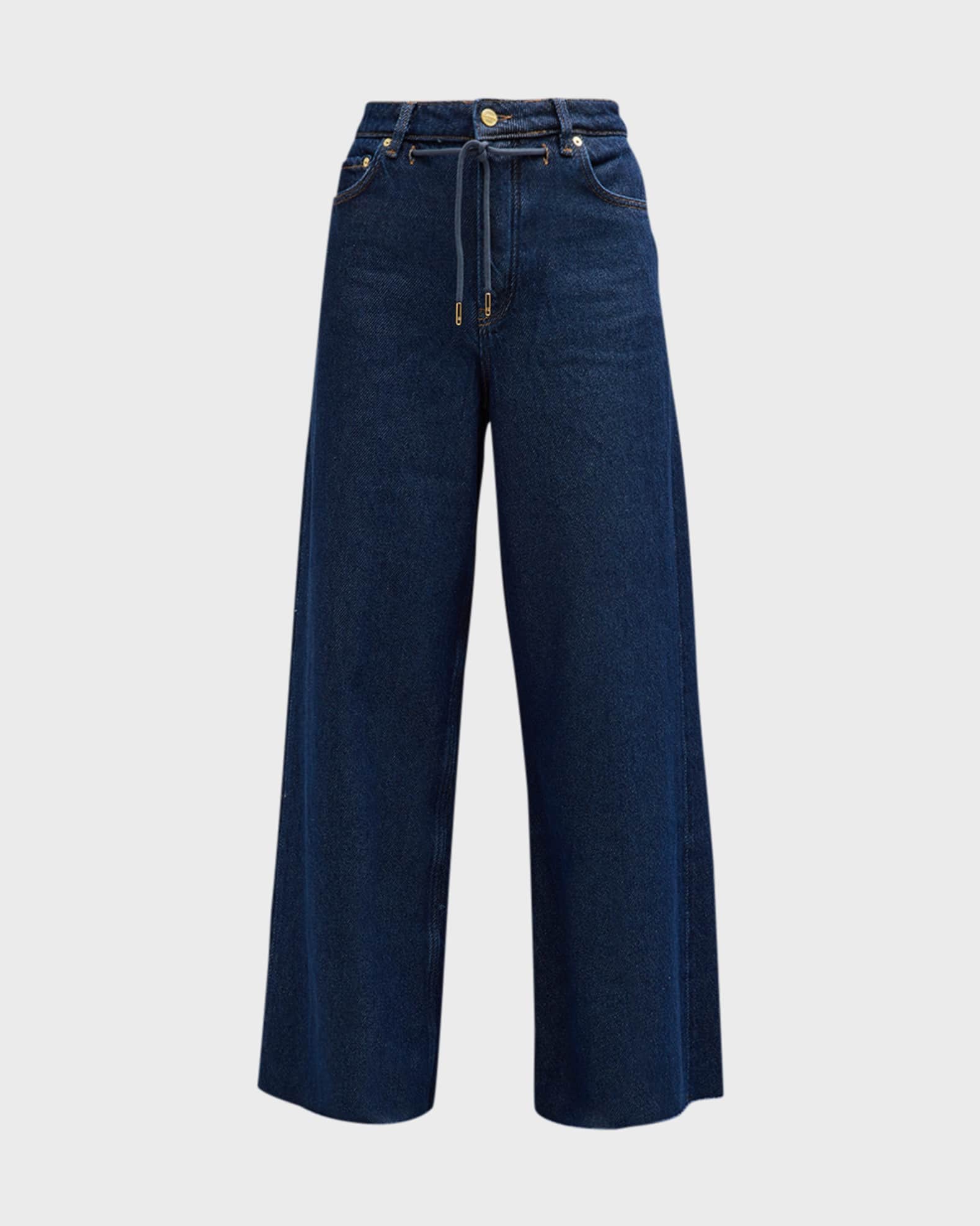 Ganni Wide-Leg Drawstring Jeans | Neiman Marcus