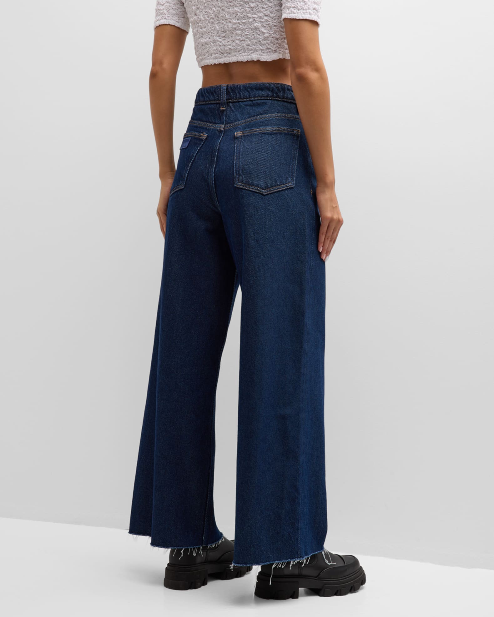 Ganni Wide-Leg Drawstring Jeans | Neiman Marcus