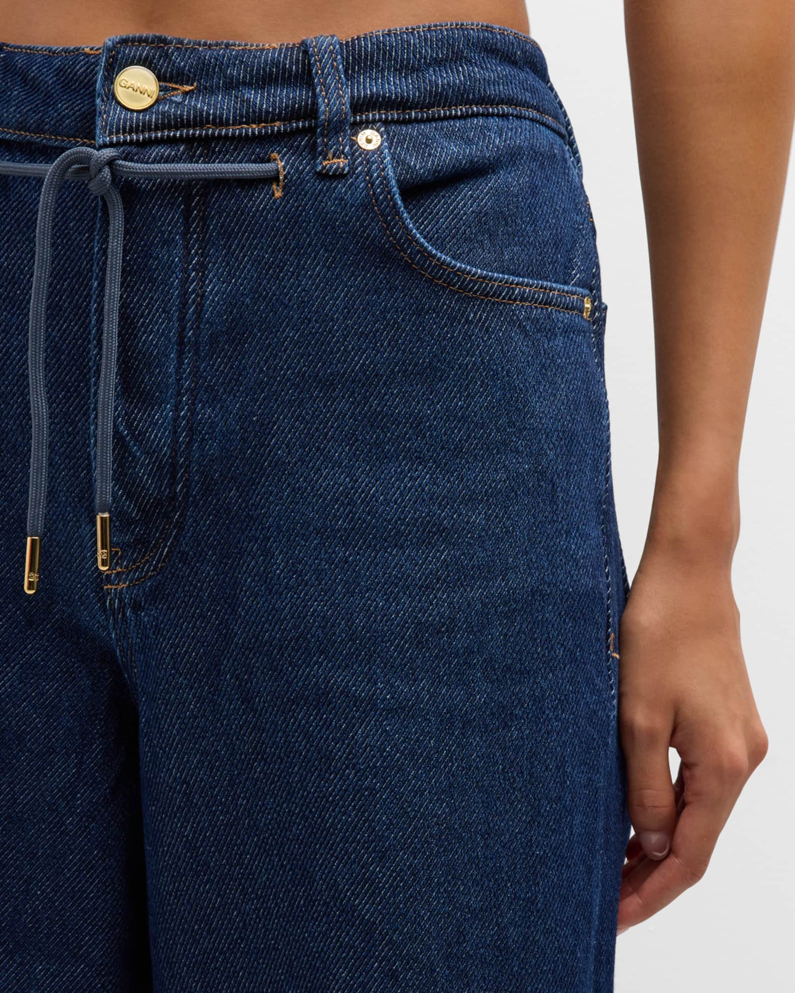 Ganni Wide-Leg Drawstring Jeans | Neiman Marcus