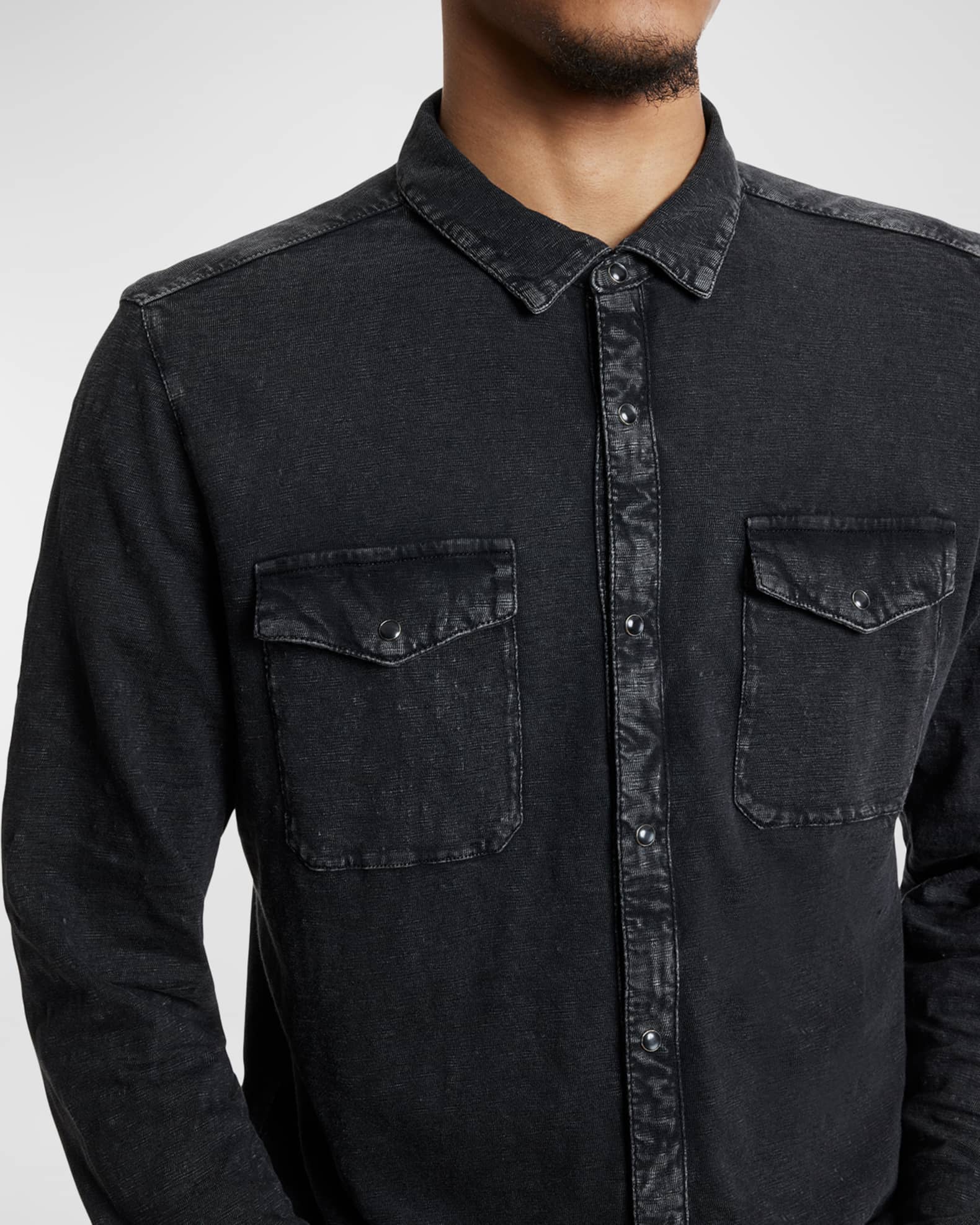 John Varvatos Star USA Men's Arvon Washed Slub Western Shirt | Neiman ...