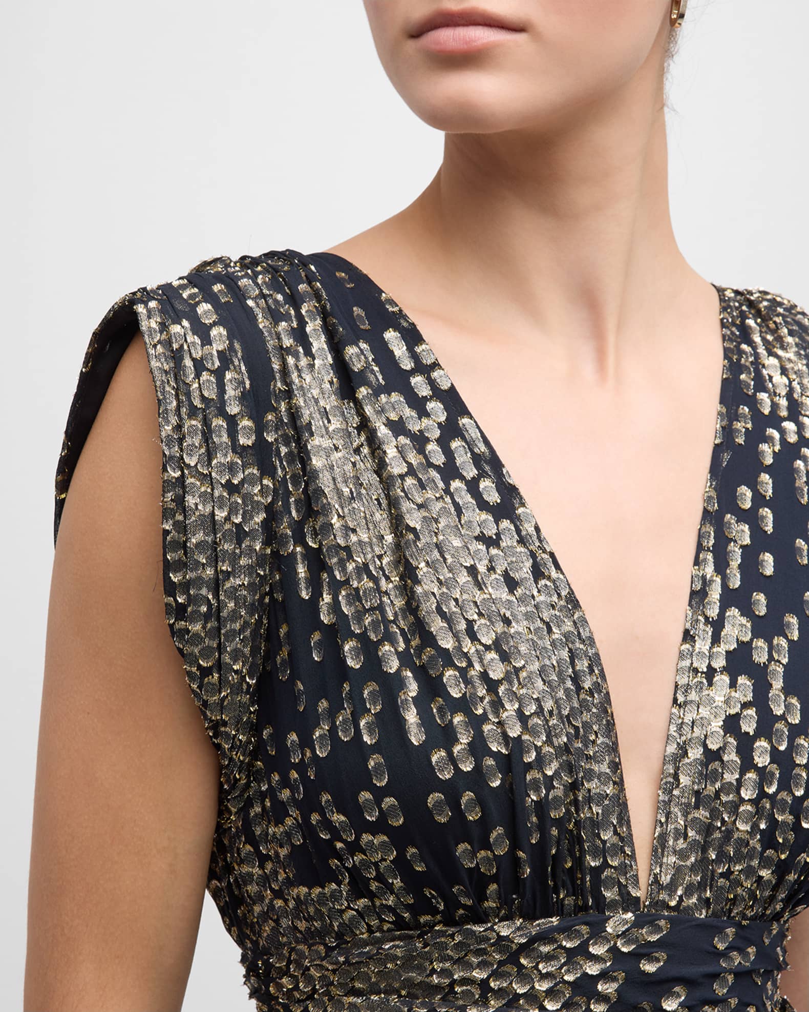 Ramy Brook Julianna Sleeveless Metallic Fleck Empire Gown | Neiman Marcus