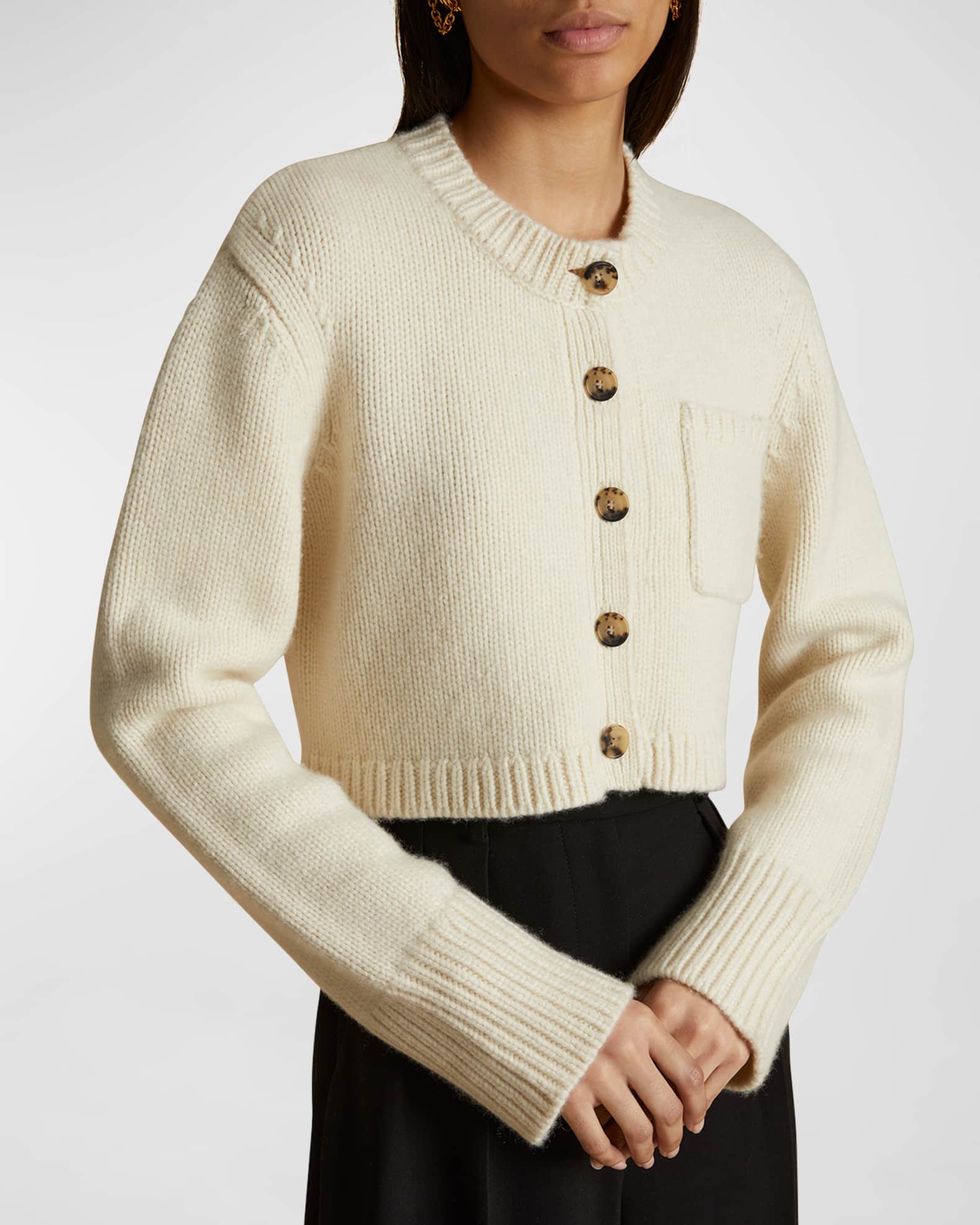 Khaite Lavan Crop Cashmere Cardigan | Neiman Marcus
