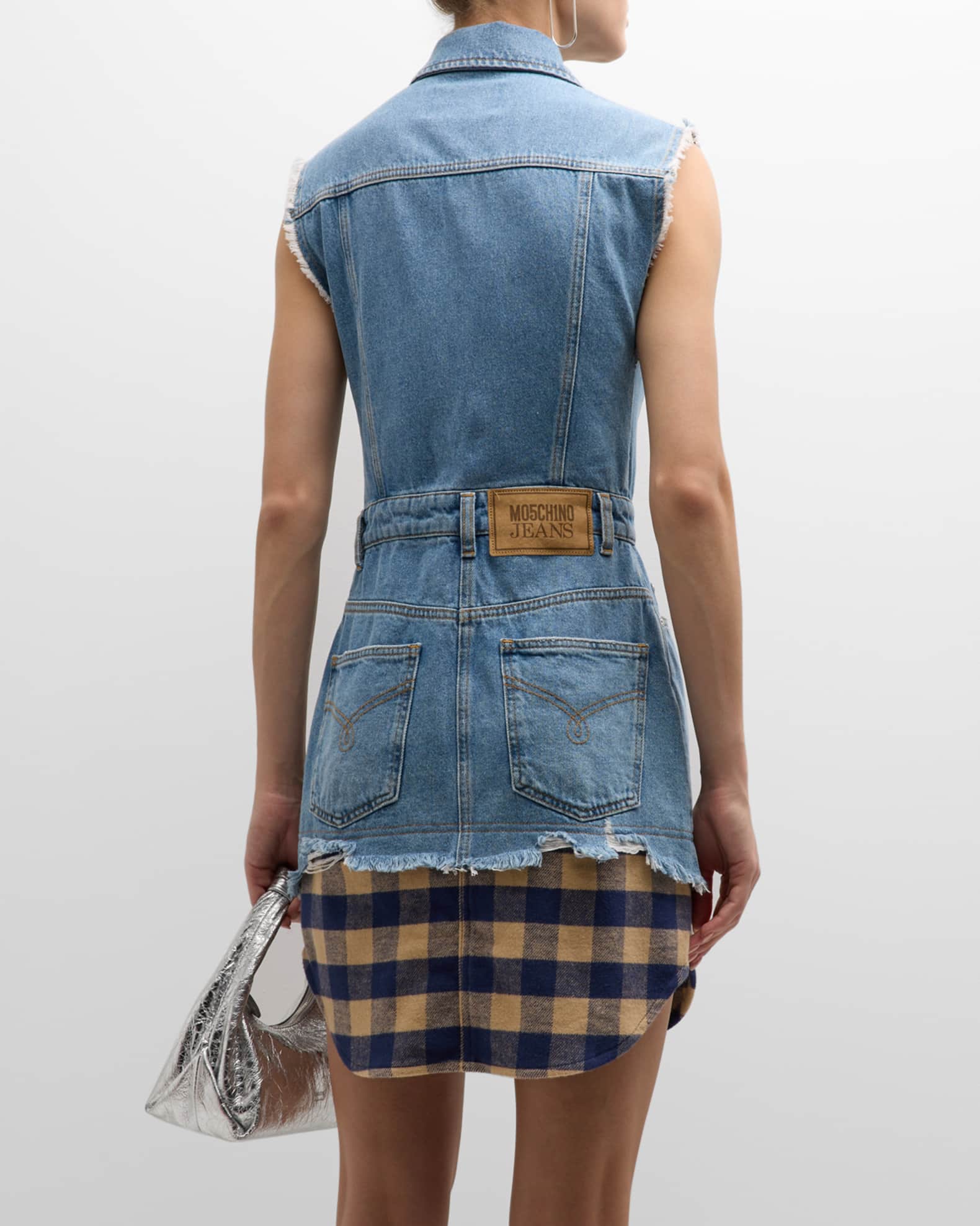 Moschino Jeans Sleeveless Layered Denim Mini Dress | Neiman Marcus