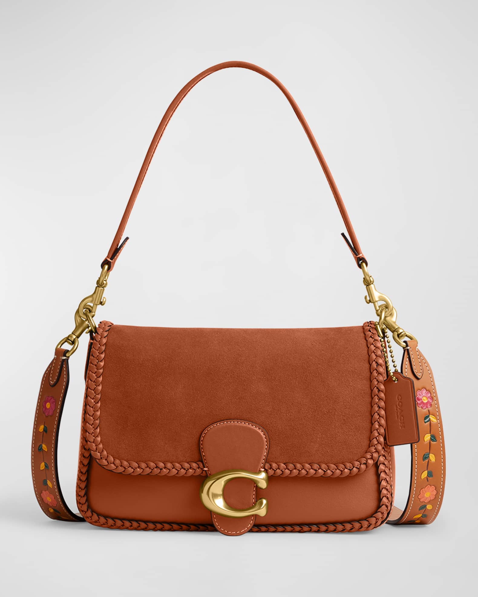 Coach Tabby Flap Mix Leather Shoulder Bag | Neiman Marcus