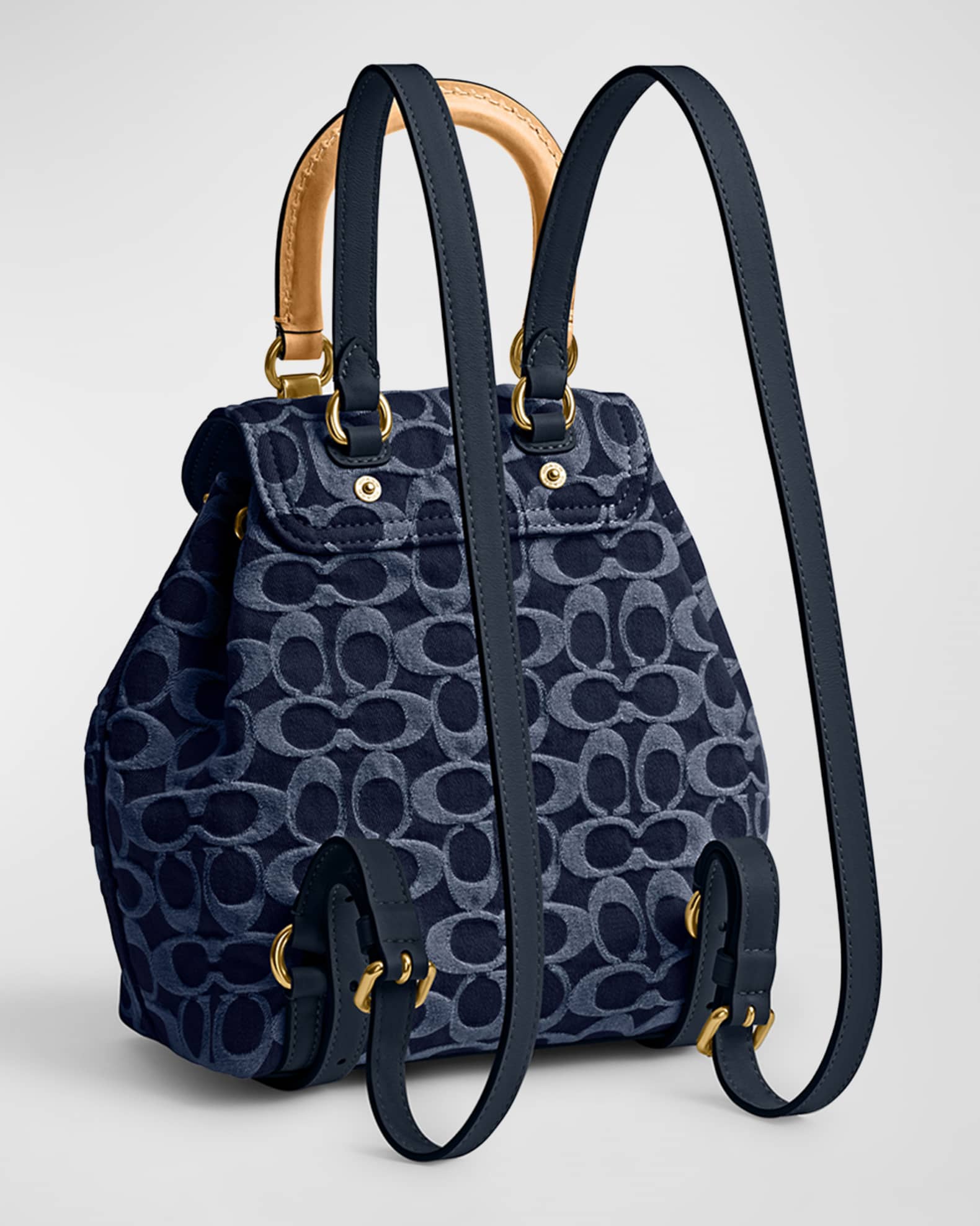 Coach Riya 21 Monogram Washed Denim Backpack | Neiman Marcus
