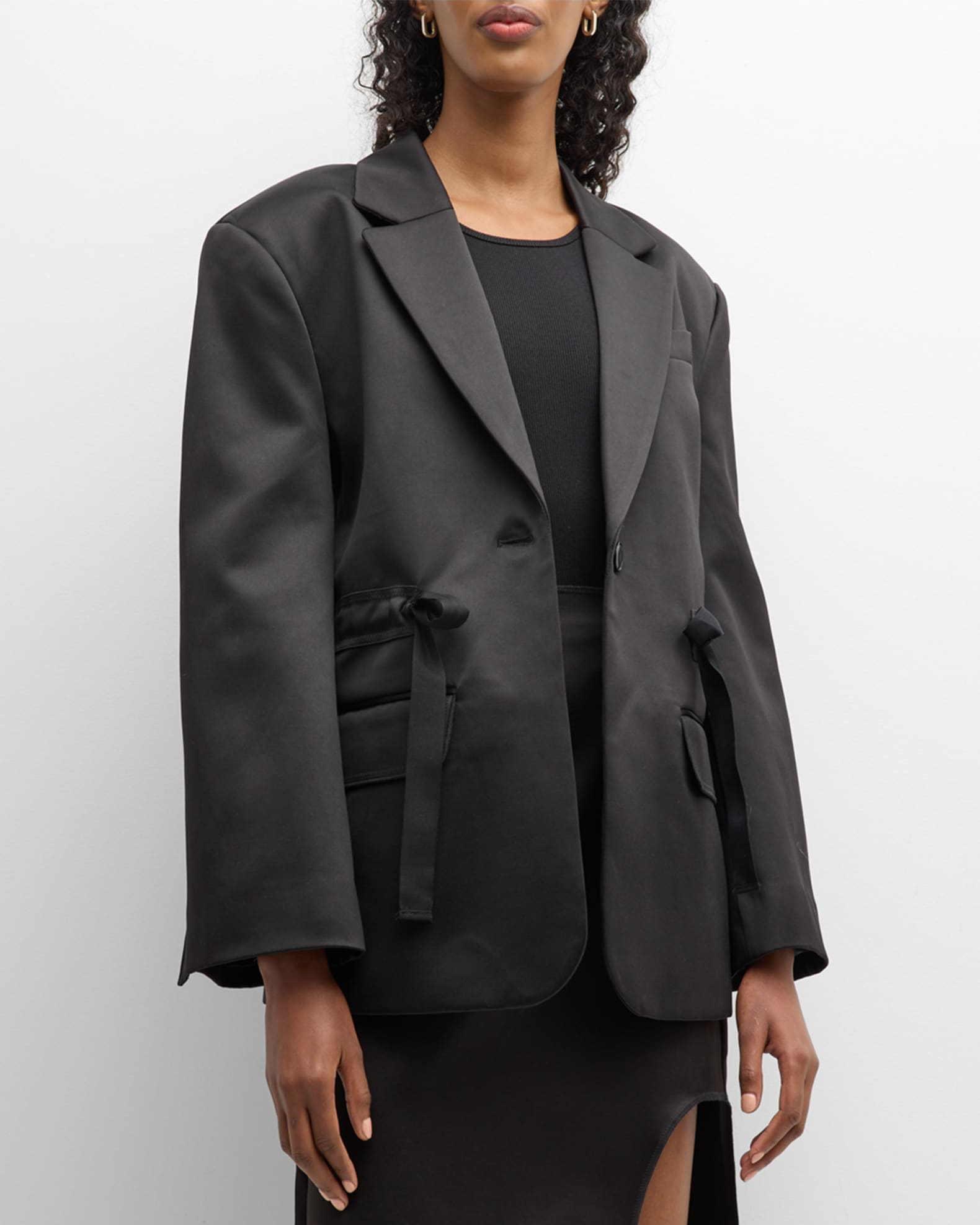 By Malene Birger Biento Single-Breasted Cinched Blazer | Neiman Marcus