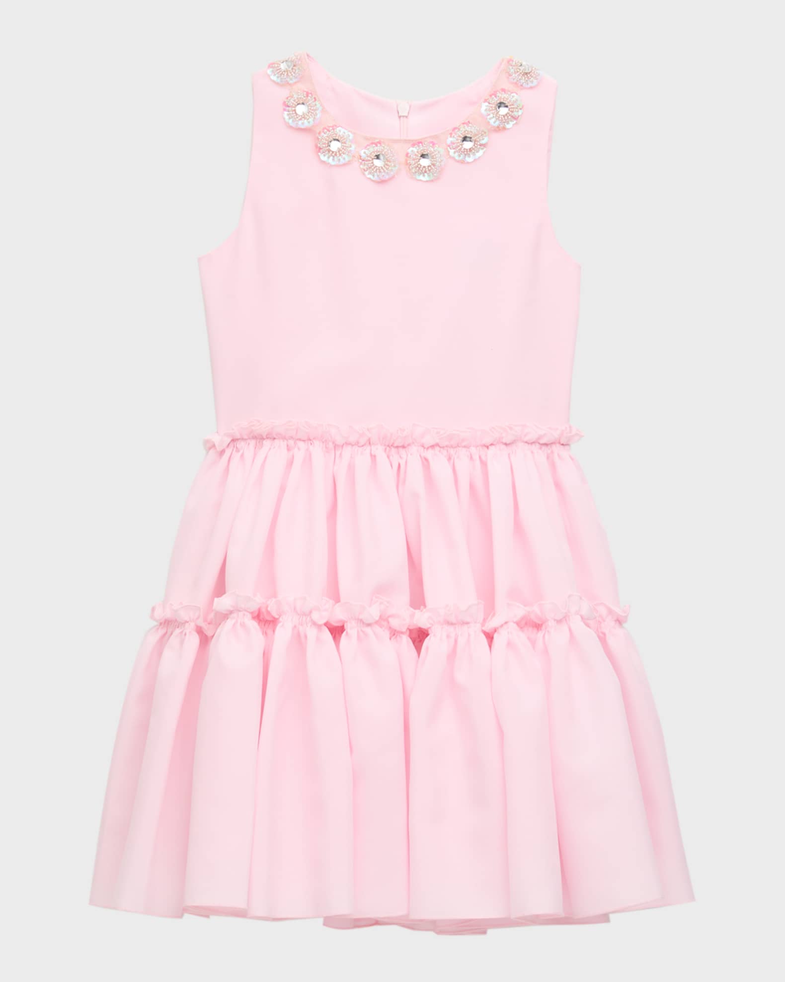 Zoe Girl's Cassidy Tiered Dress W/ Embellished Neckline, Size 4-6 ...