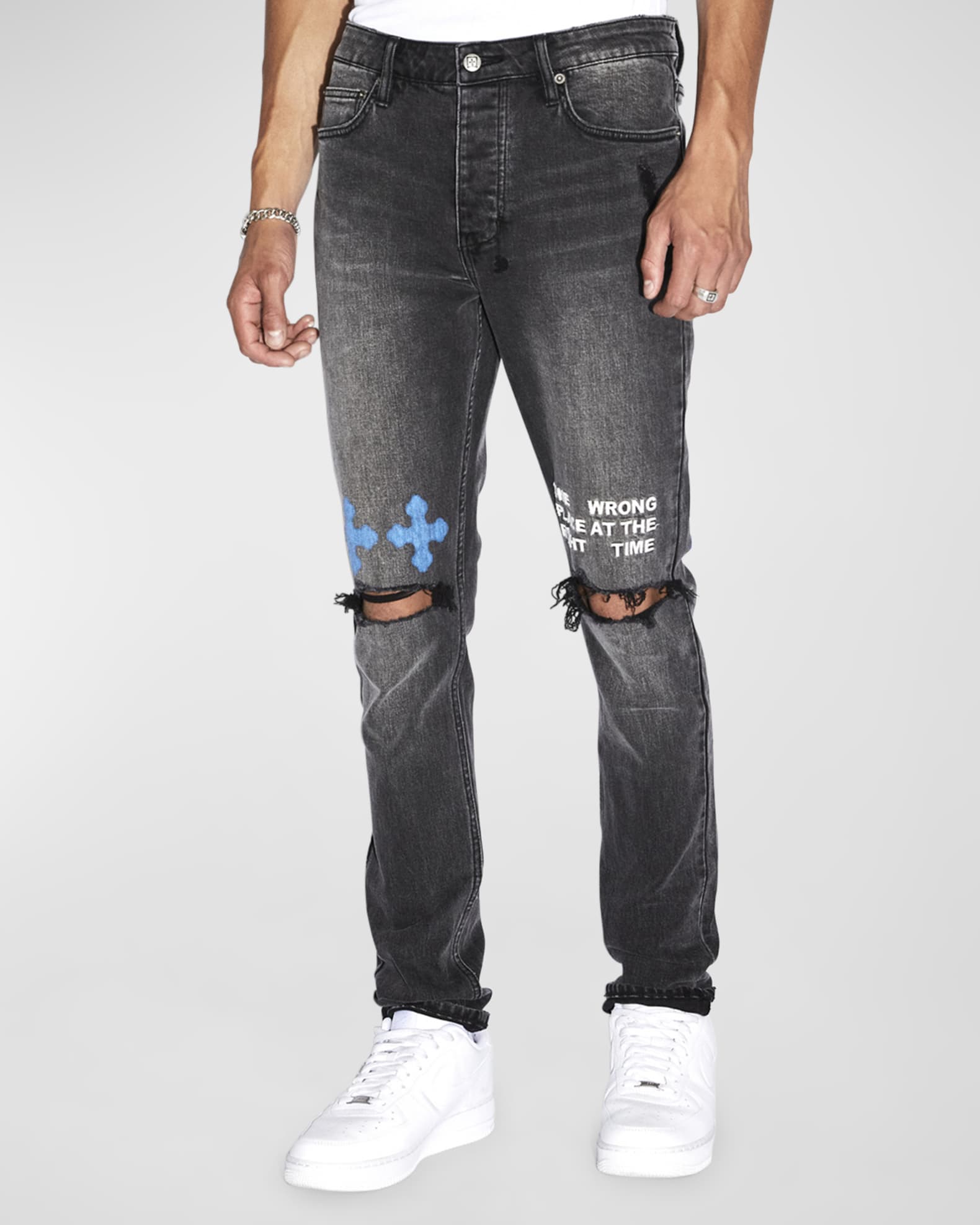 Ksubi Men's Double Knee-Rip Washed Jeans | Neiman Marcus