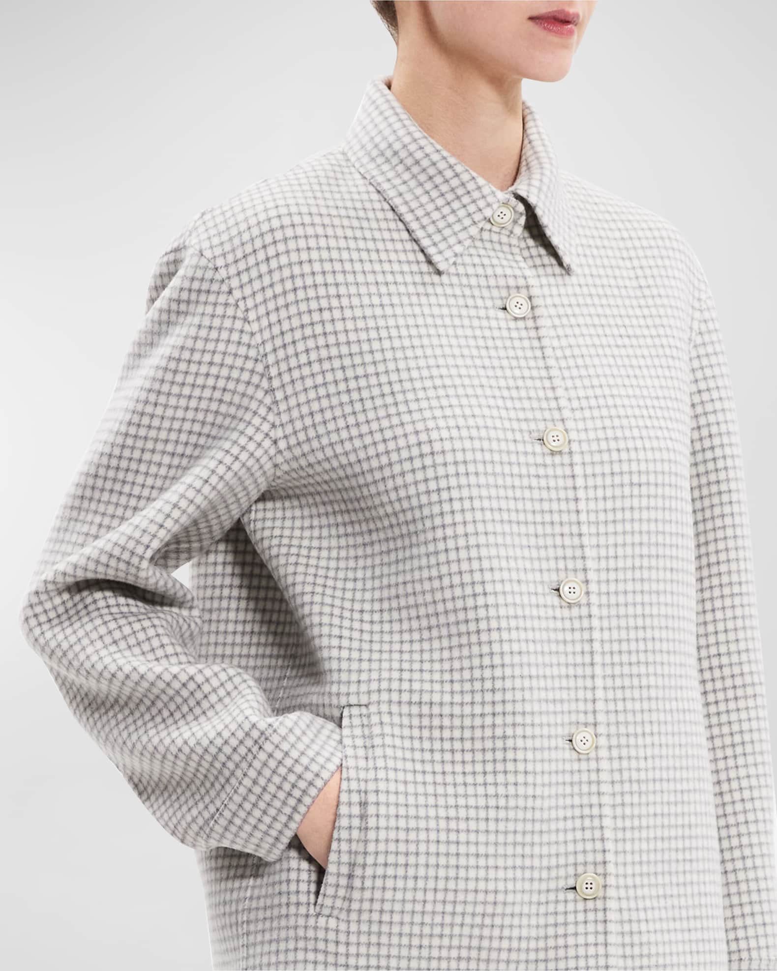 Theory Checked Shirt Jacket | Neiman Marcus