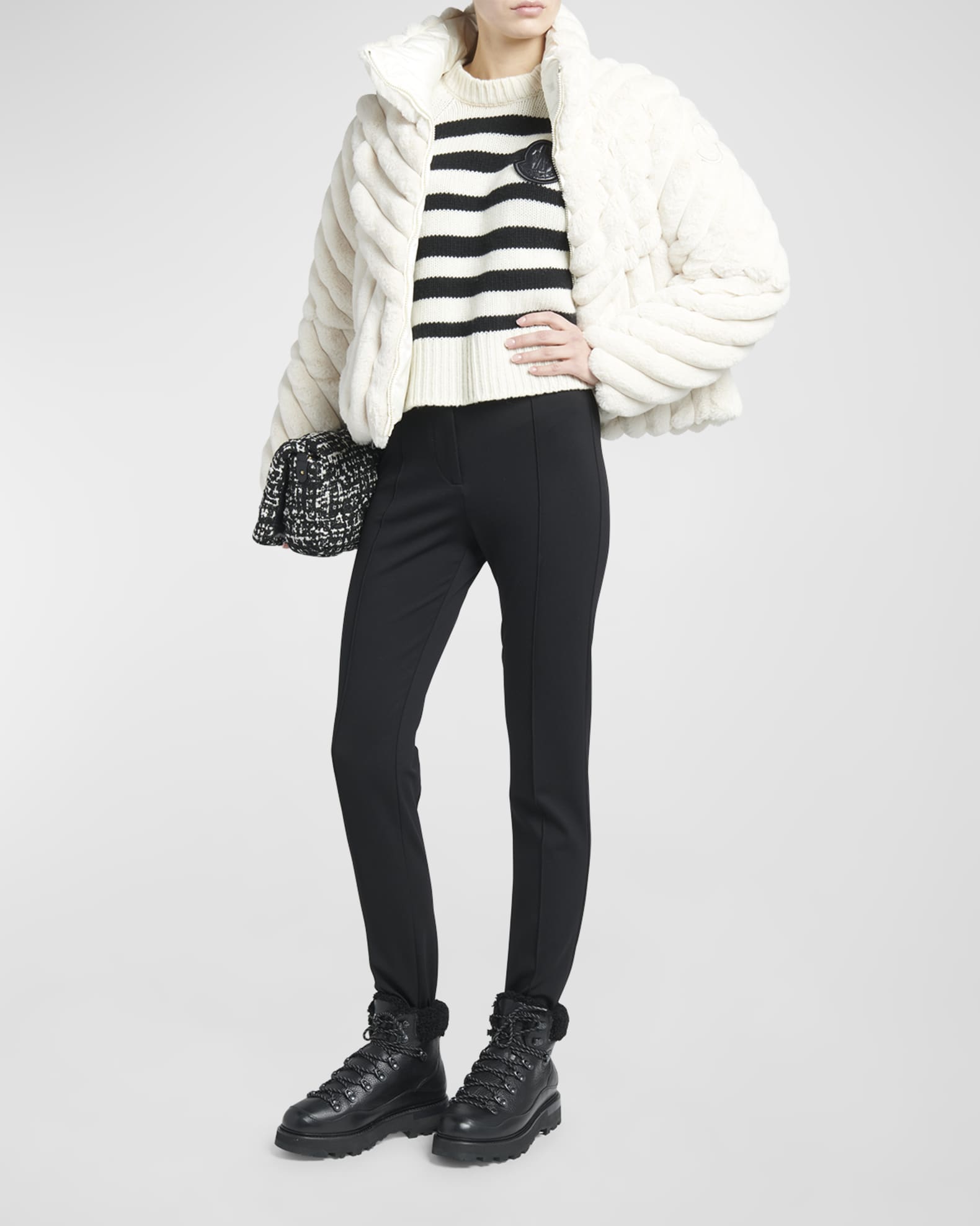 Moncler Pedrix Quilted Fuzzy Puffer Jacket | Neiman Marcus