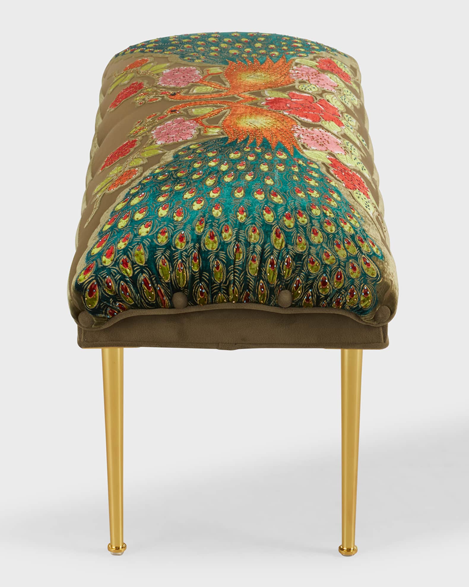 Haute House Peacock Bench with Brass Legs, 42" | Neiman Marcus