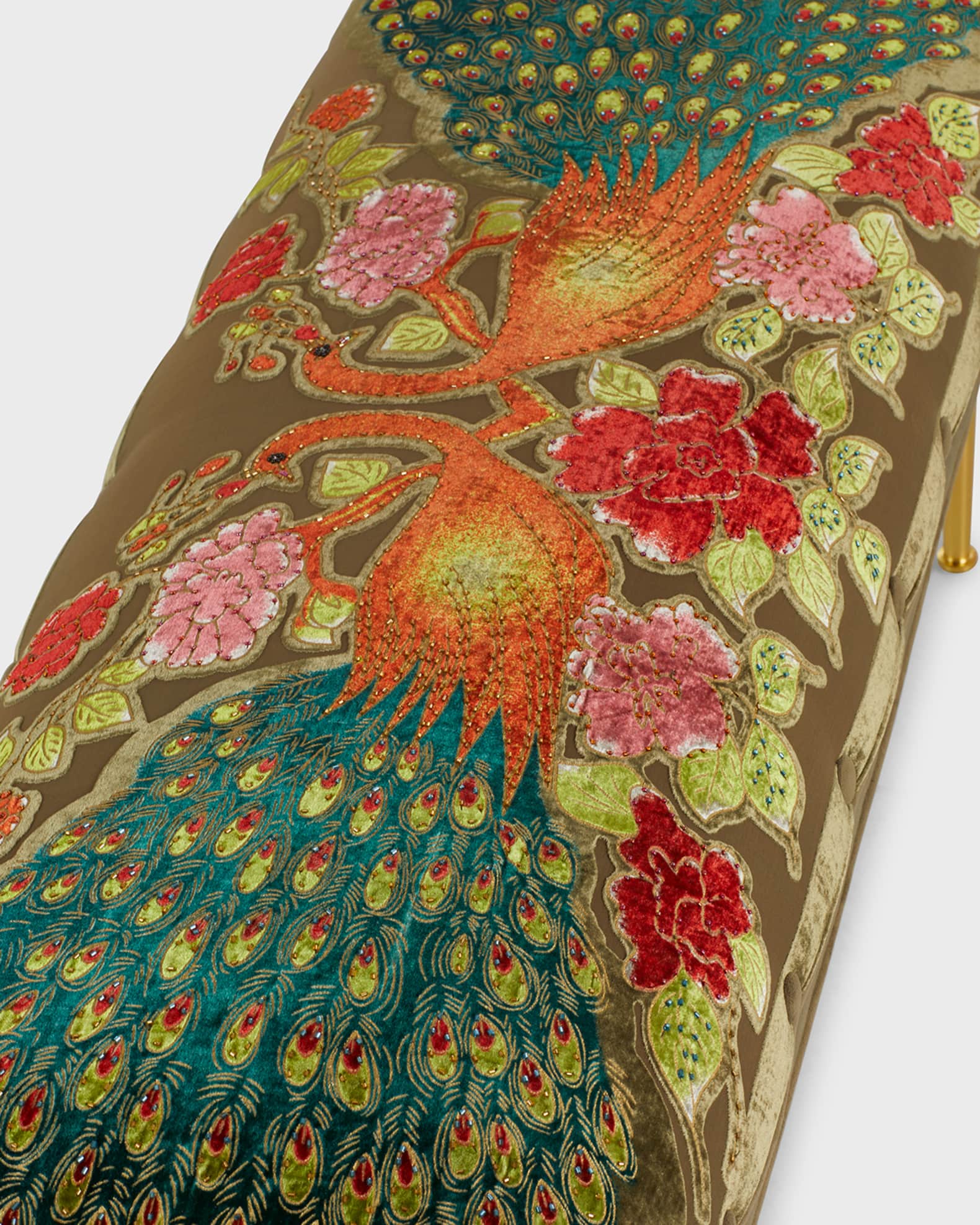 Haute House Peacock Bench with Brass Legs, 42" | Neiman Marcus