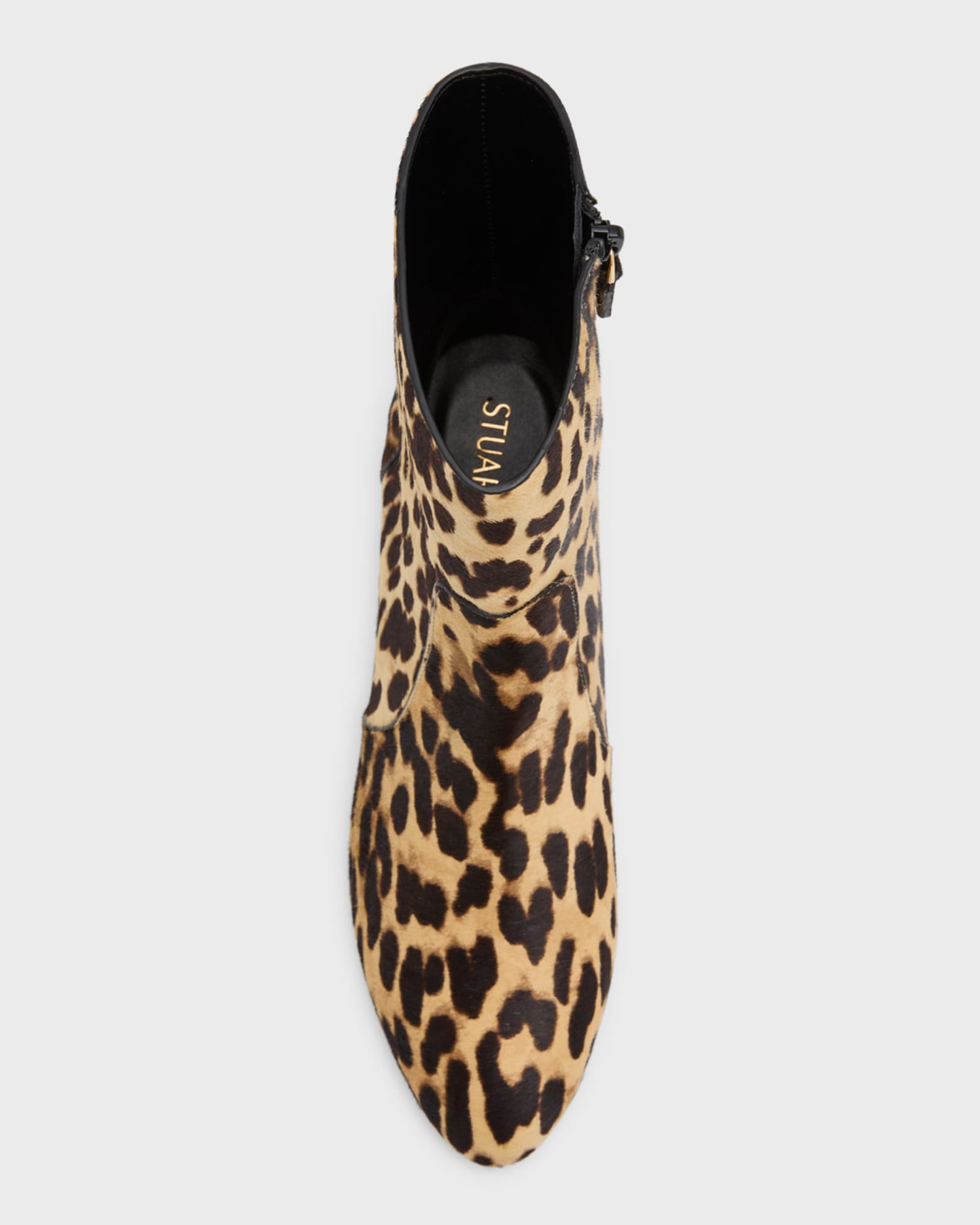 Stuart Weitzman Flareblock Leopard Print Leather Ankle Boots | Neiman ...