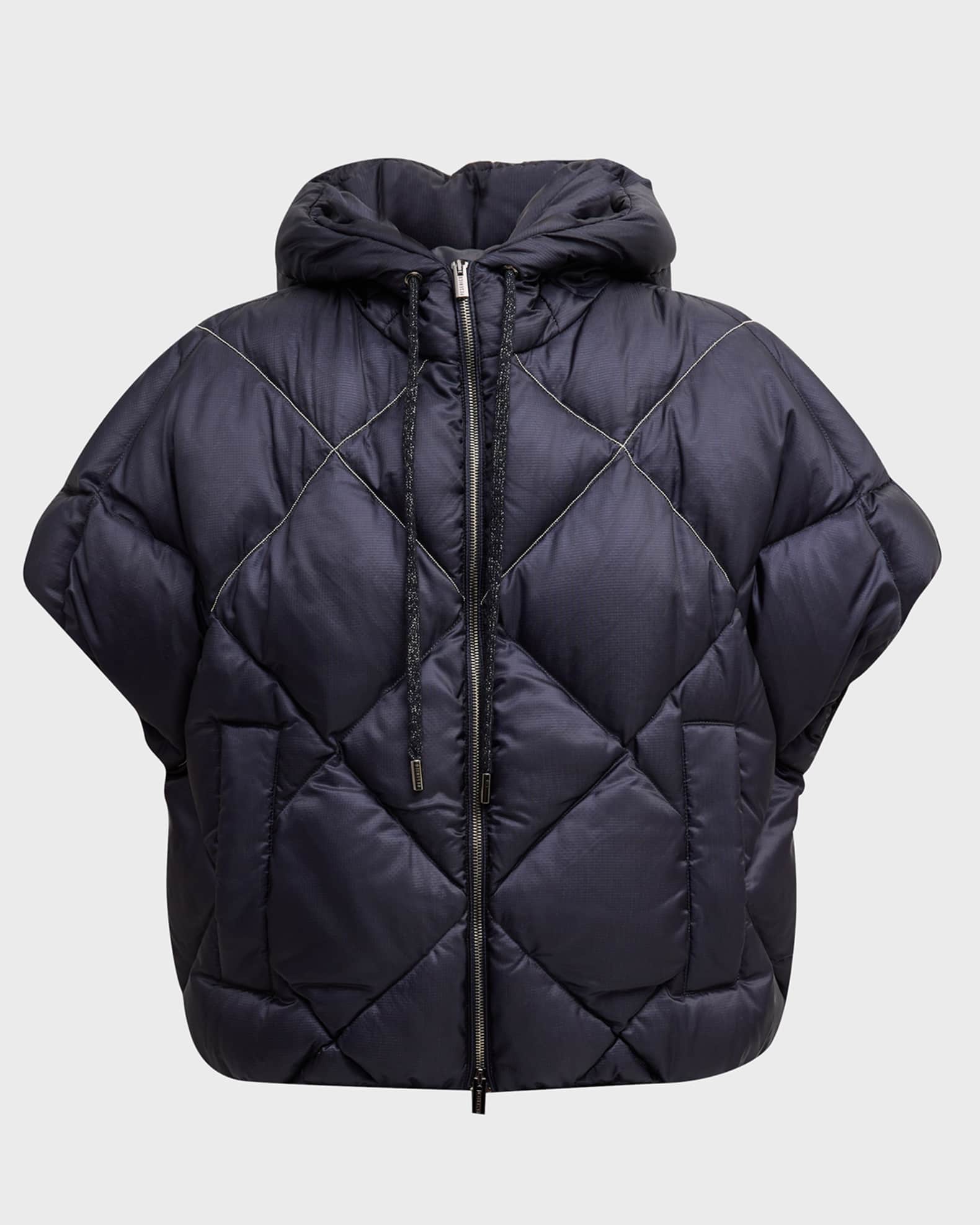 Peserico Quilted Bead-Embellished Padded Cape | Neiman Marcus