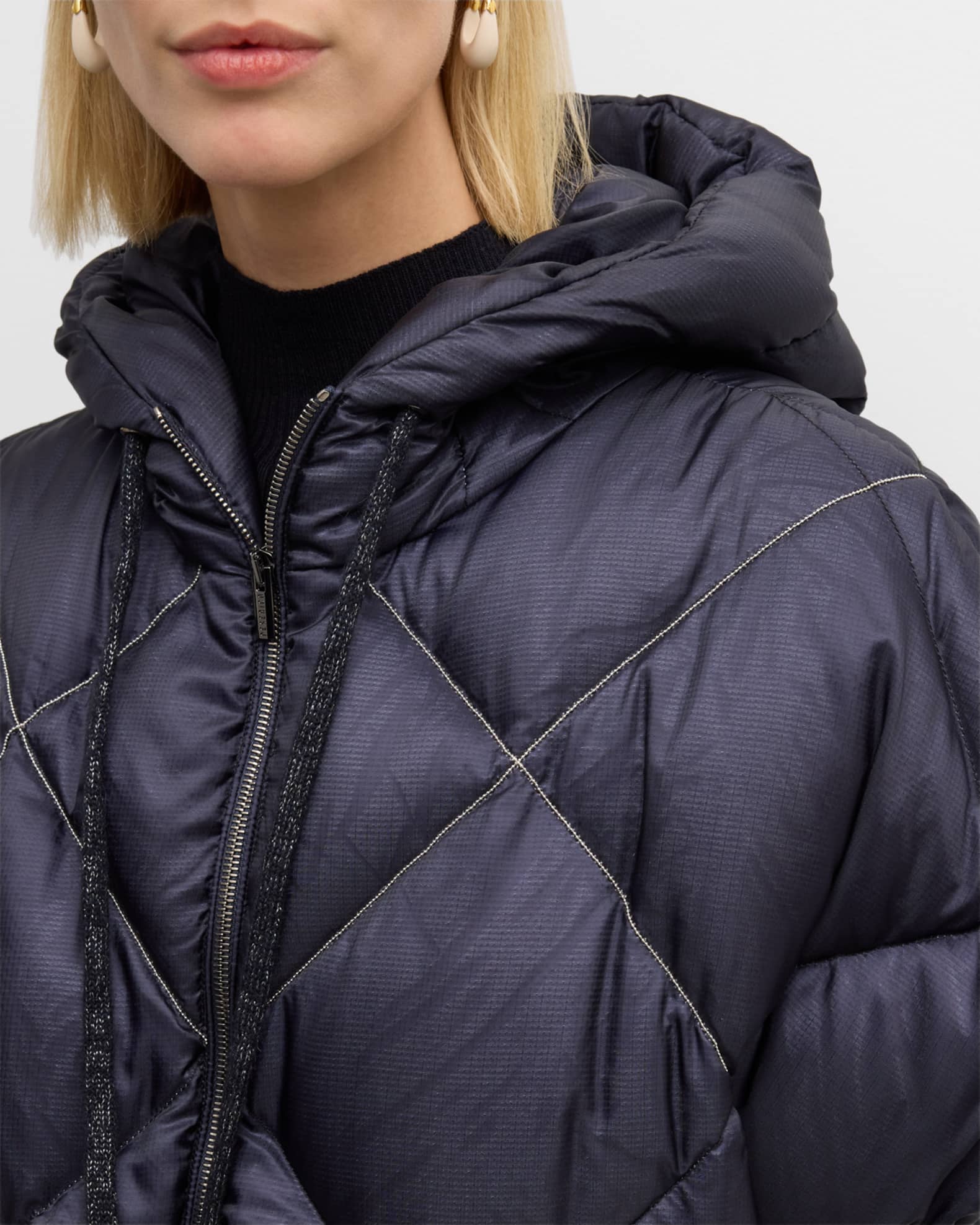 Peserico Quilted Bead-Embellished Padded Cape | Neiman Marcus