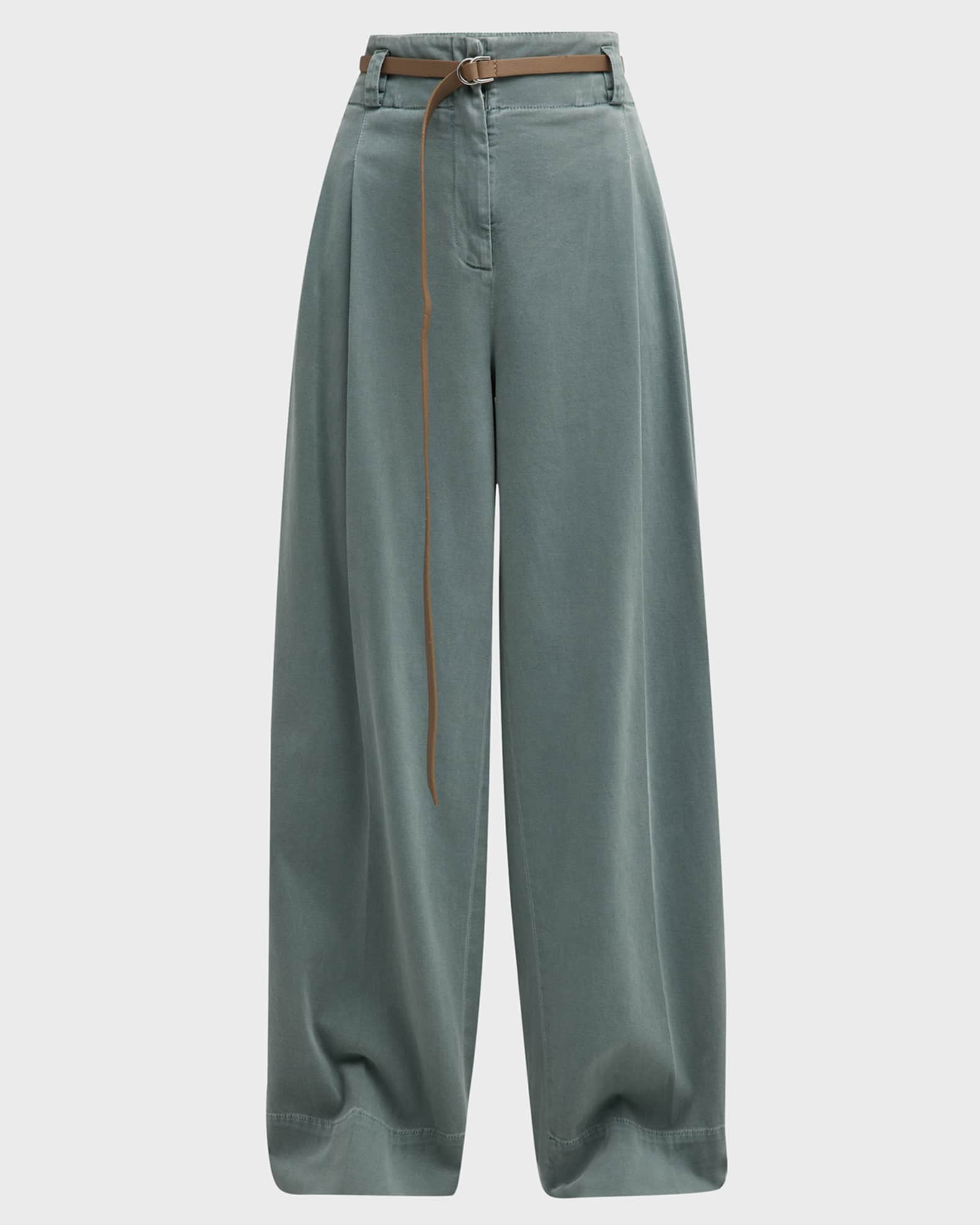 Peserico Pleated Wide-Leg Gabardine Pants | Neiman Marcus